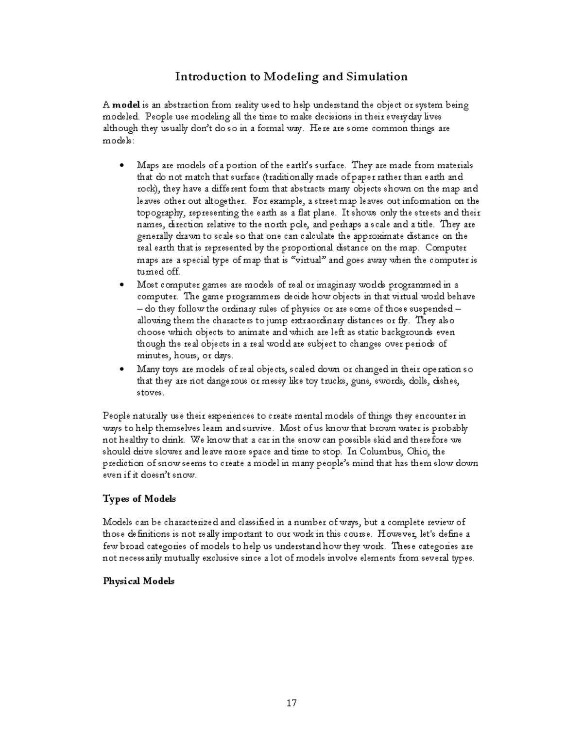 Introduction to Modeling and Simulation - People use modeling all the ...