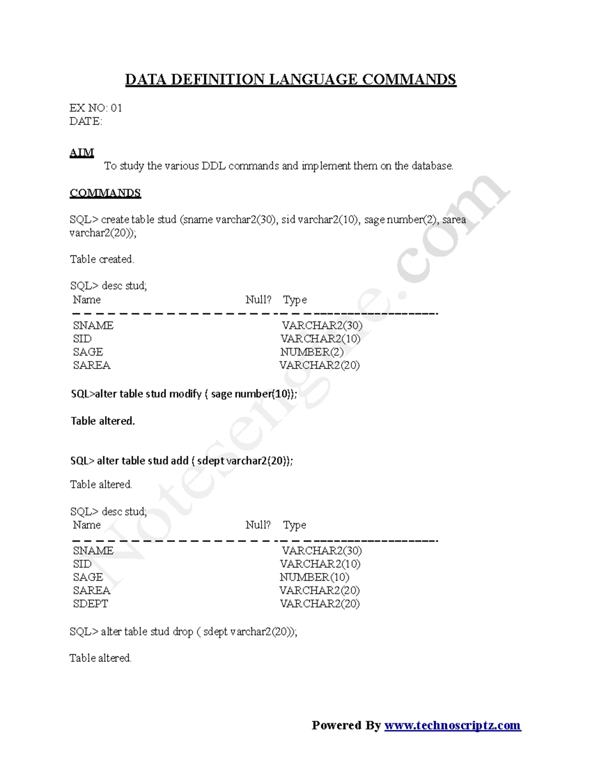 DBMS+LAB+ Manual - Practical Notes - Powered By technoscriptz SQL>alter ...