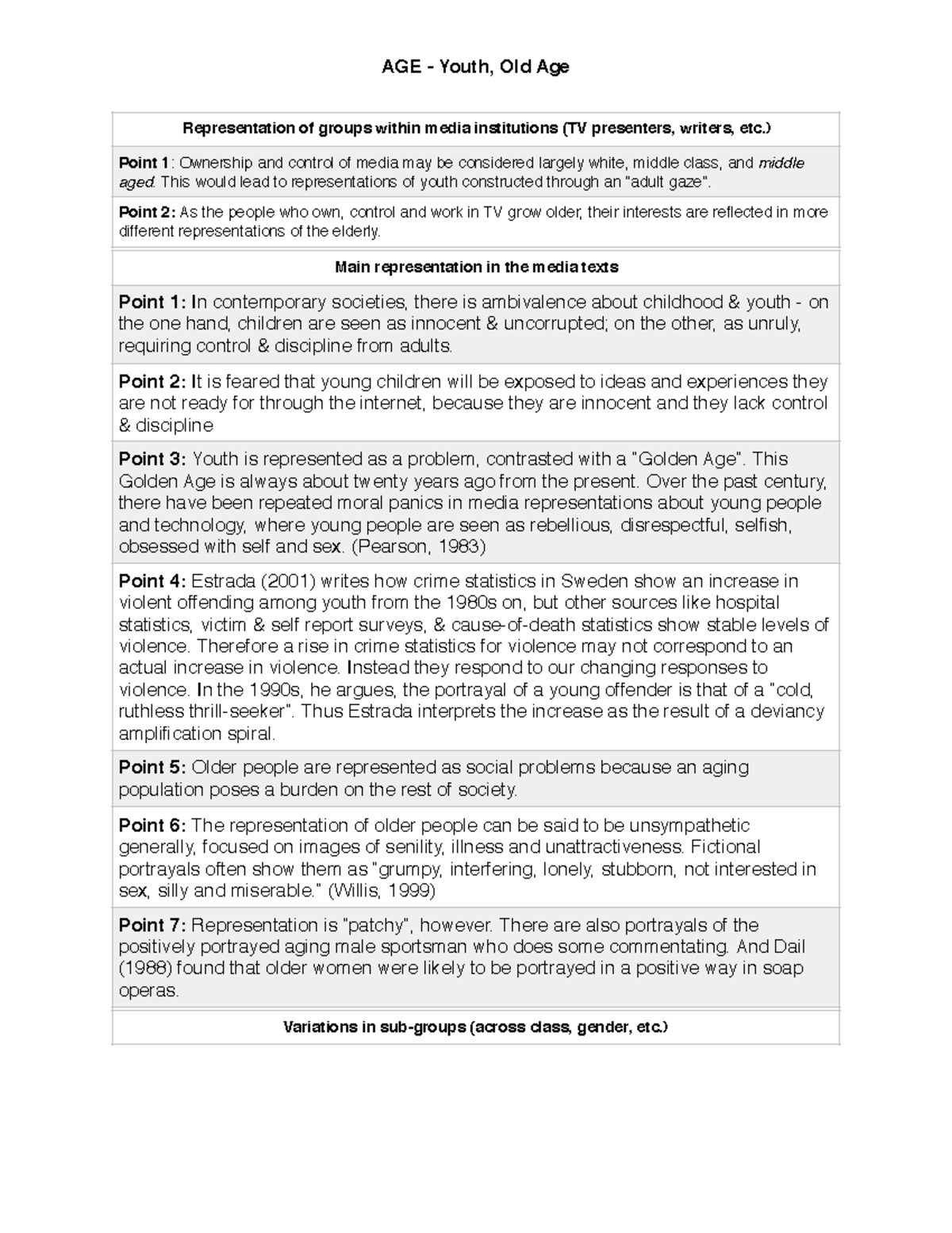 Age & Representation SY Media - AGE - Youth, Old Age Representation of ...