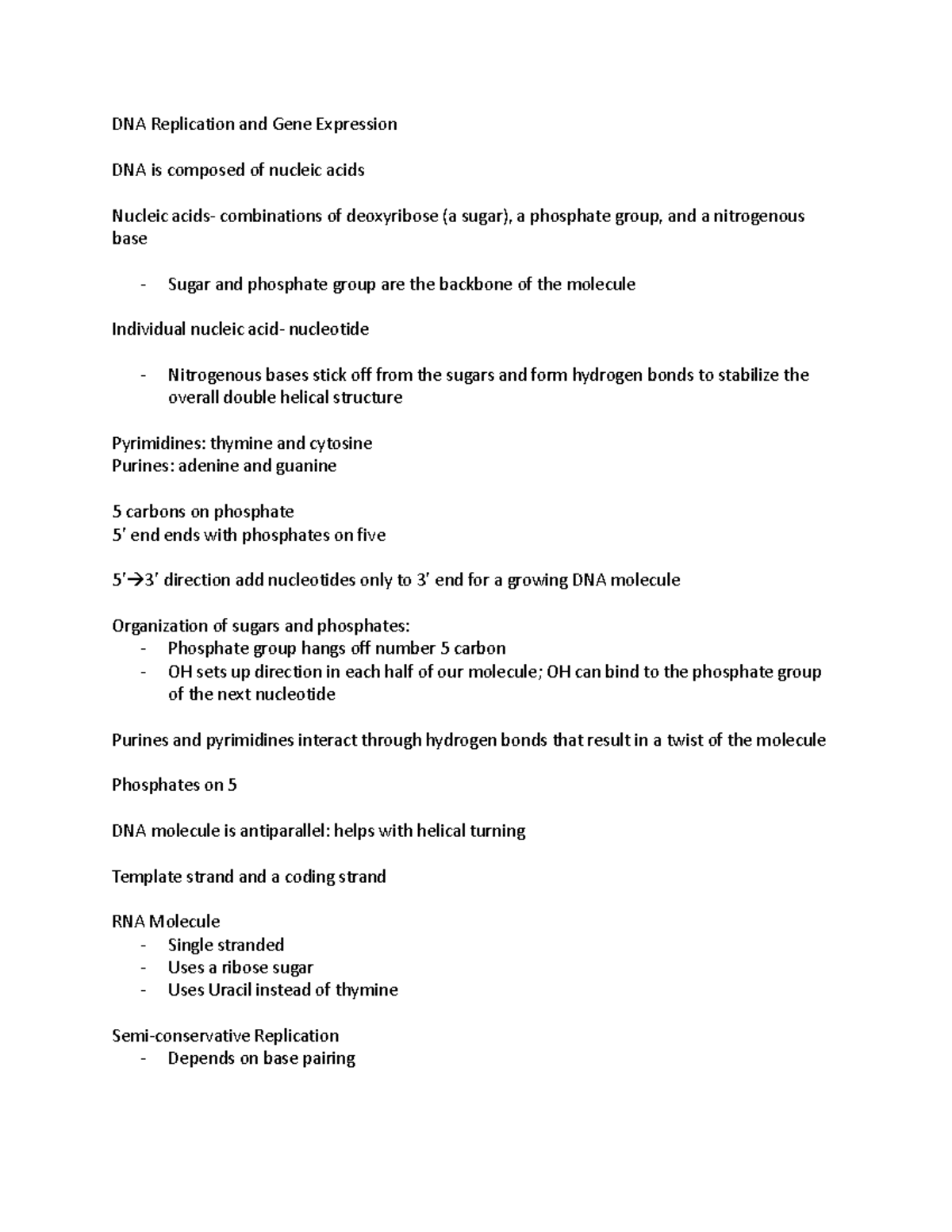 DNAreplication notes 11:4 - DNA Replication and Gene Expression DNA is ...