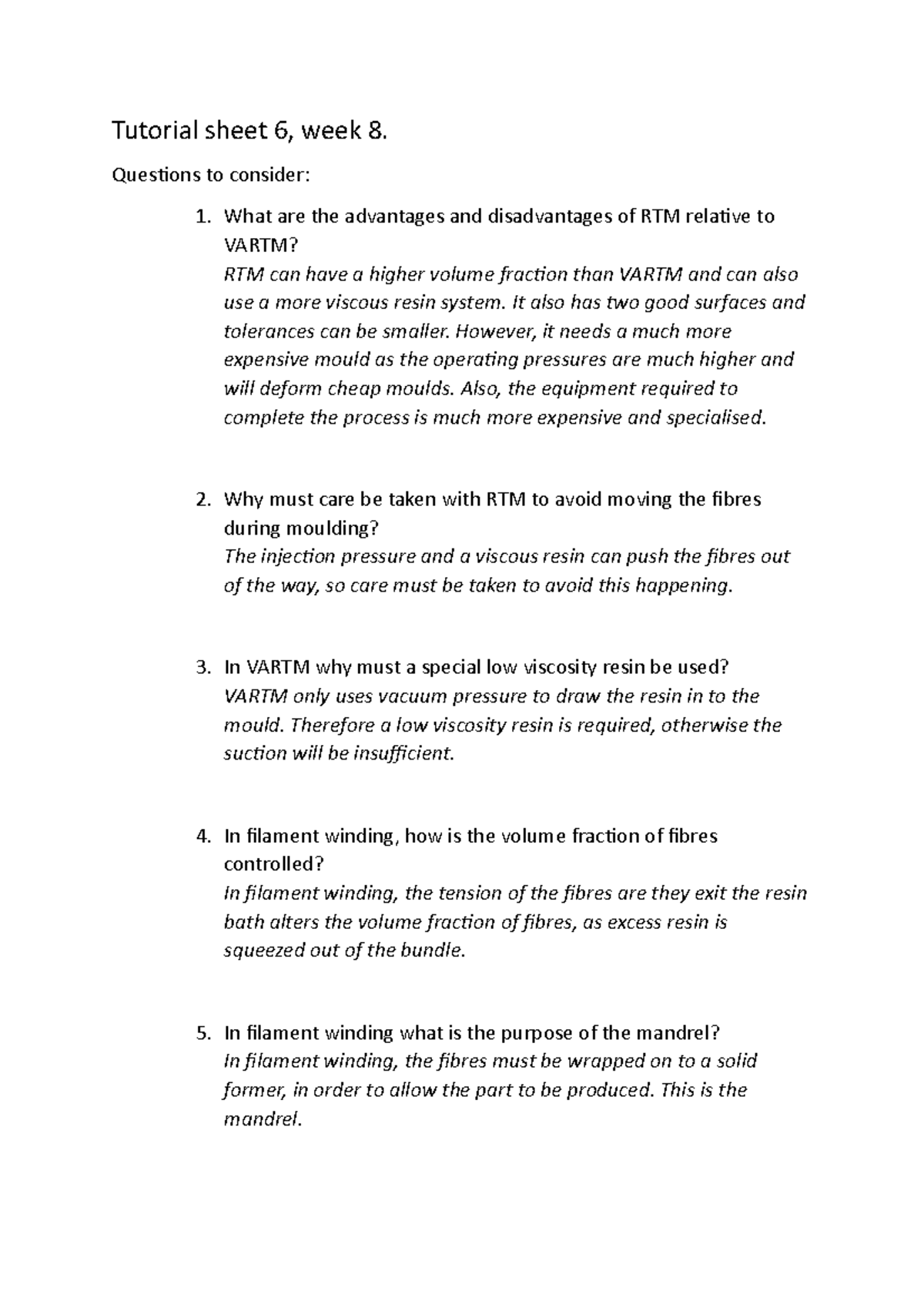 Tutorial sheet 6, 2021 - Solutions - Tutorial sheet 6, week 8. Questions to consider: What are ...