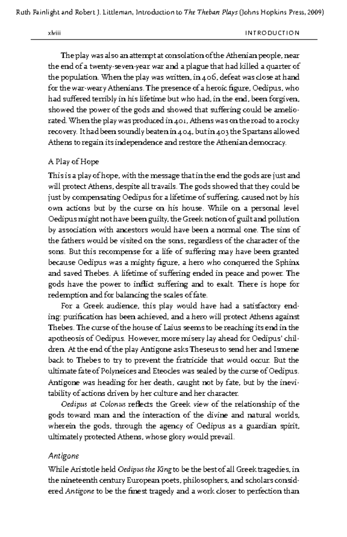Fainlight - Introduction to Antigone - Ruth Fainlight and Robert J ...