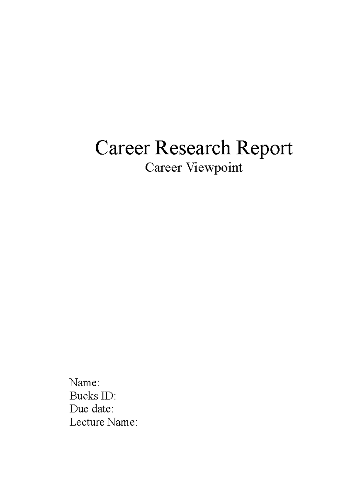 Raport career-view - Career Research Report Career Viewpoint Name ...
