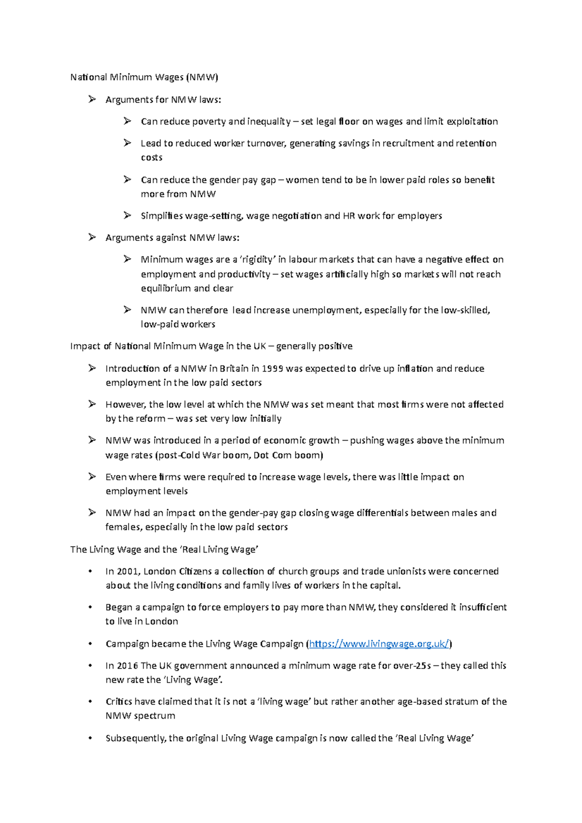 National Minimum Wage1 - Began a campaign to force employers to pay ...