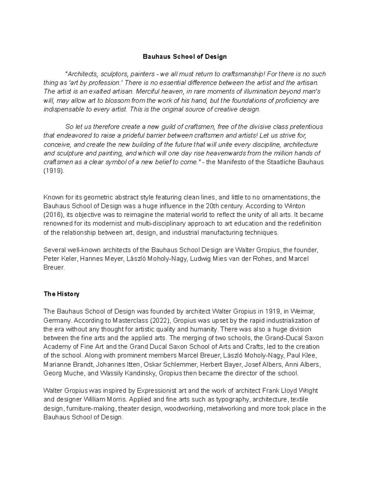 Bauhaus Architecture - An Essay - Bauhaus School of Design “Architects ...