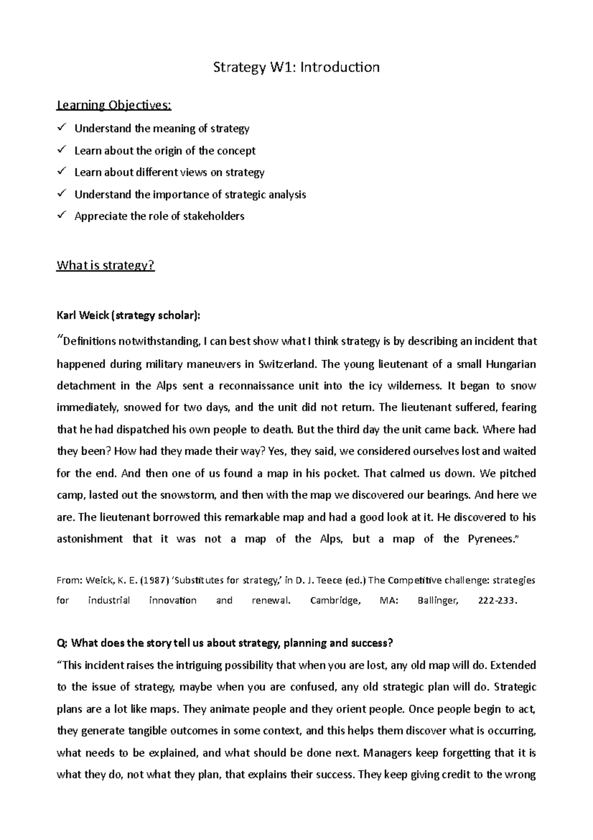 Introduction to business strategy - Strategy W1: Introduction Learning ...