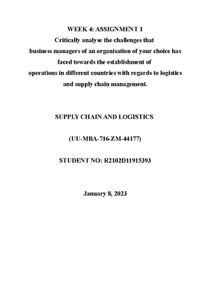 Assignment 2 Wk 7-Supply chains and logistics Essay 2-User 9496581 ...