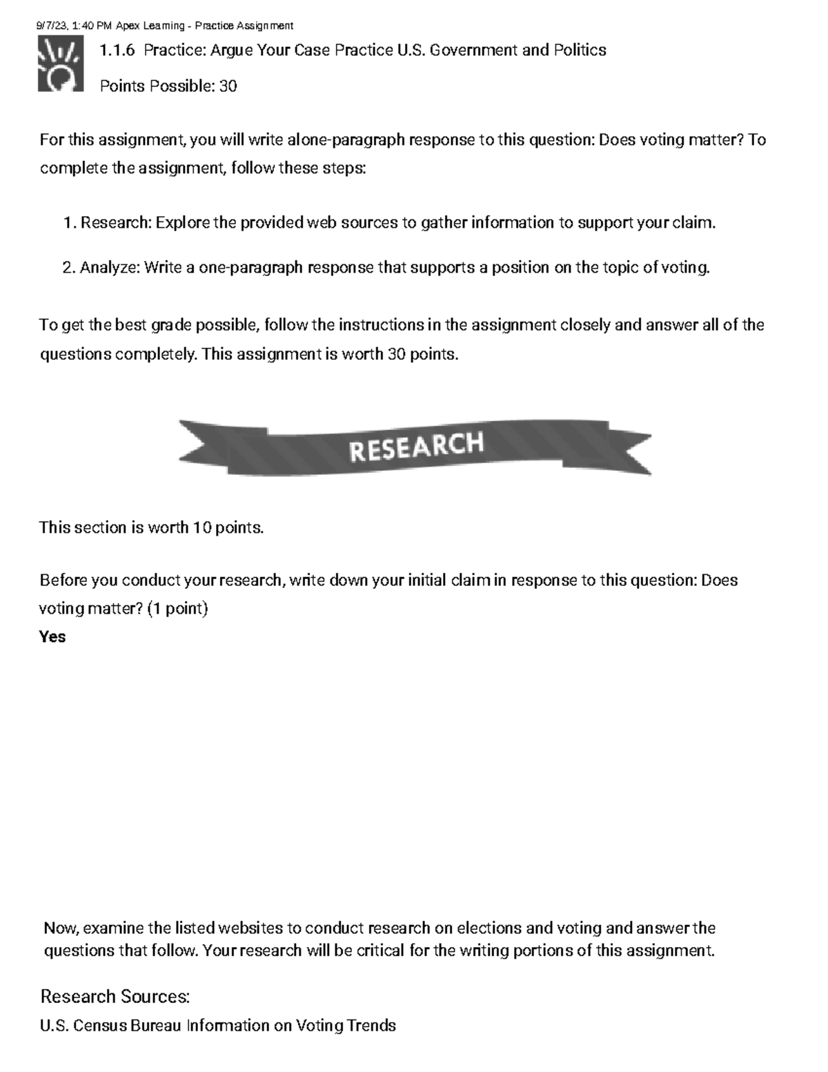 Apex Learning - Practice Assignment - 1 Practice: Argue Your Case ...