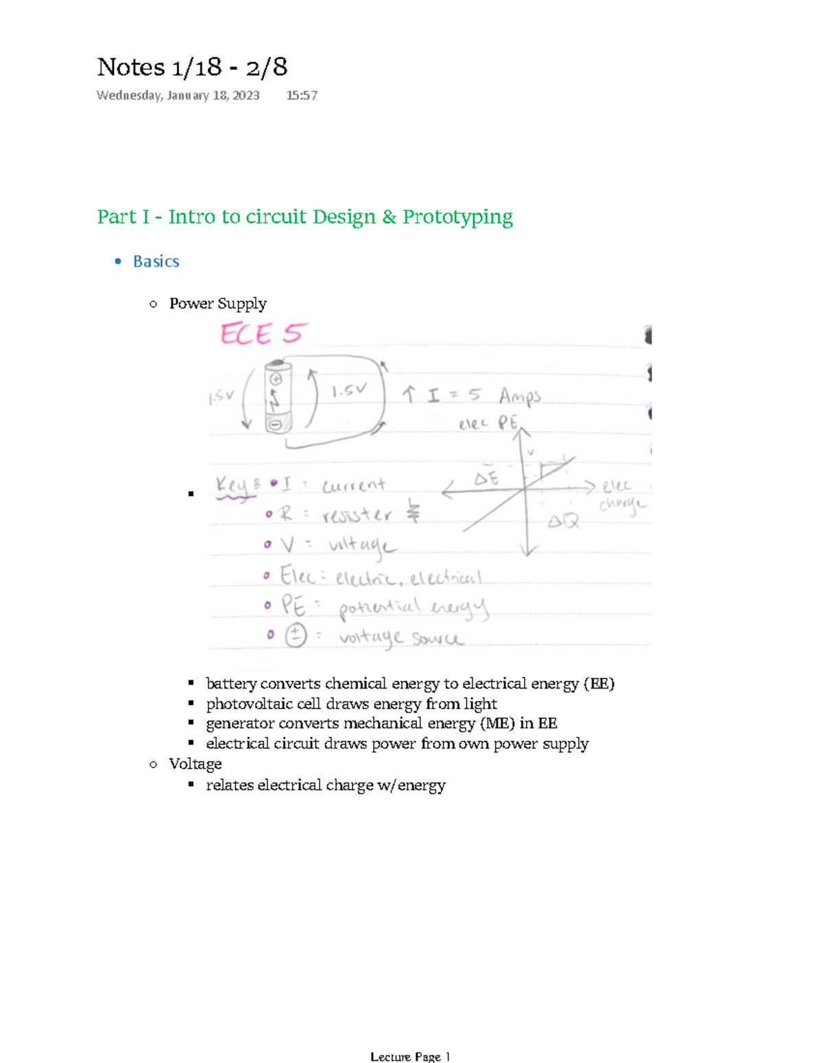 Notes jan 18th - feb 8th - Summary of the course from jan 18th to feb ...