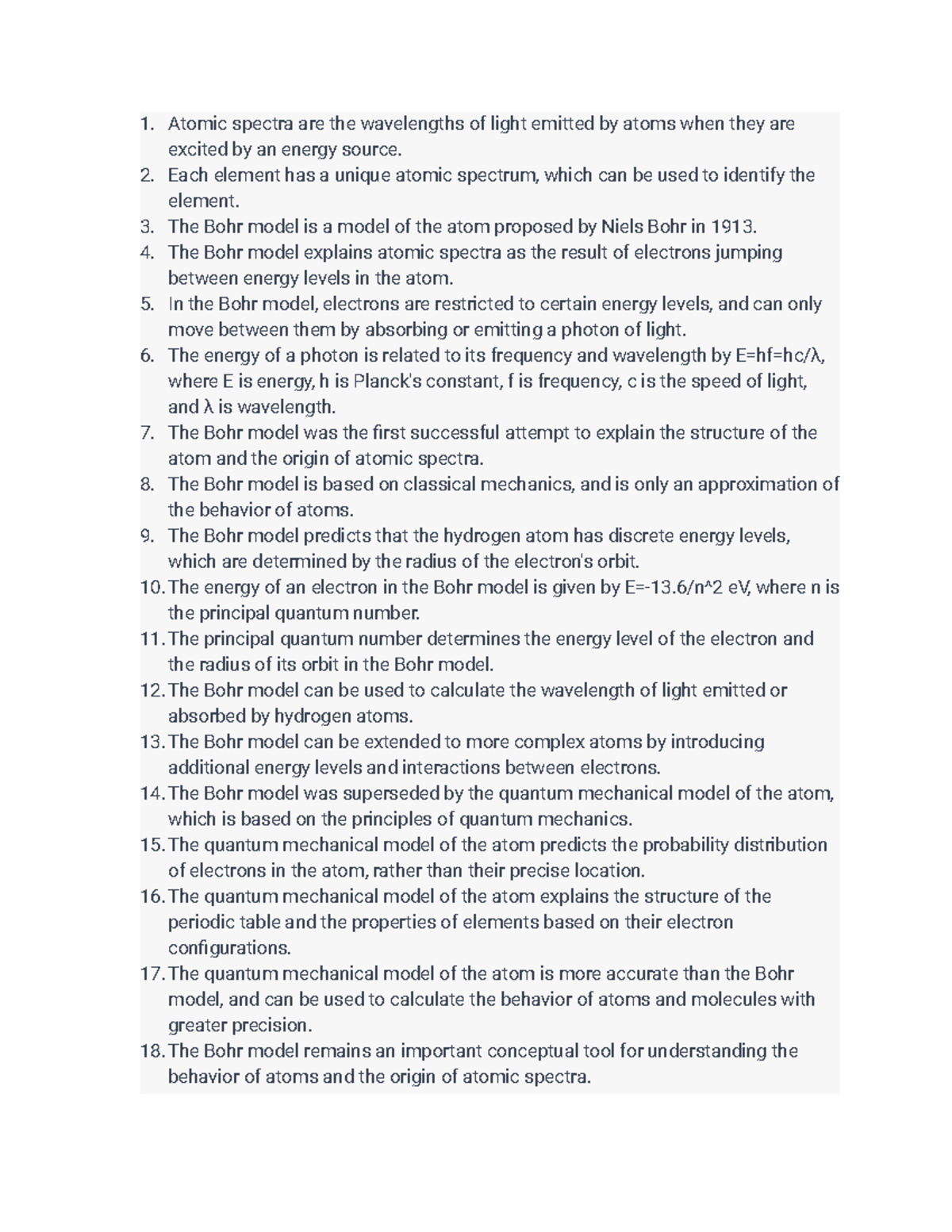 Atomic spectra and the Bohr model Notes - Atomic spectra are the ...