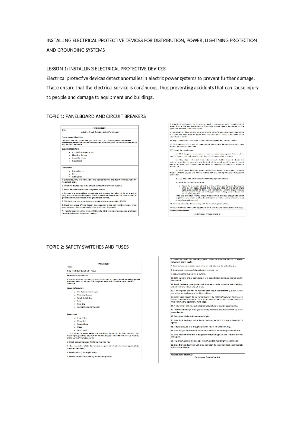 Installing Electrical Protective Devices FOR Distribution - INSTALLING ...