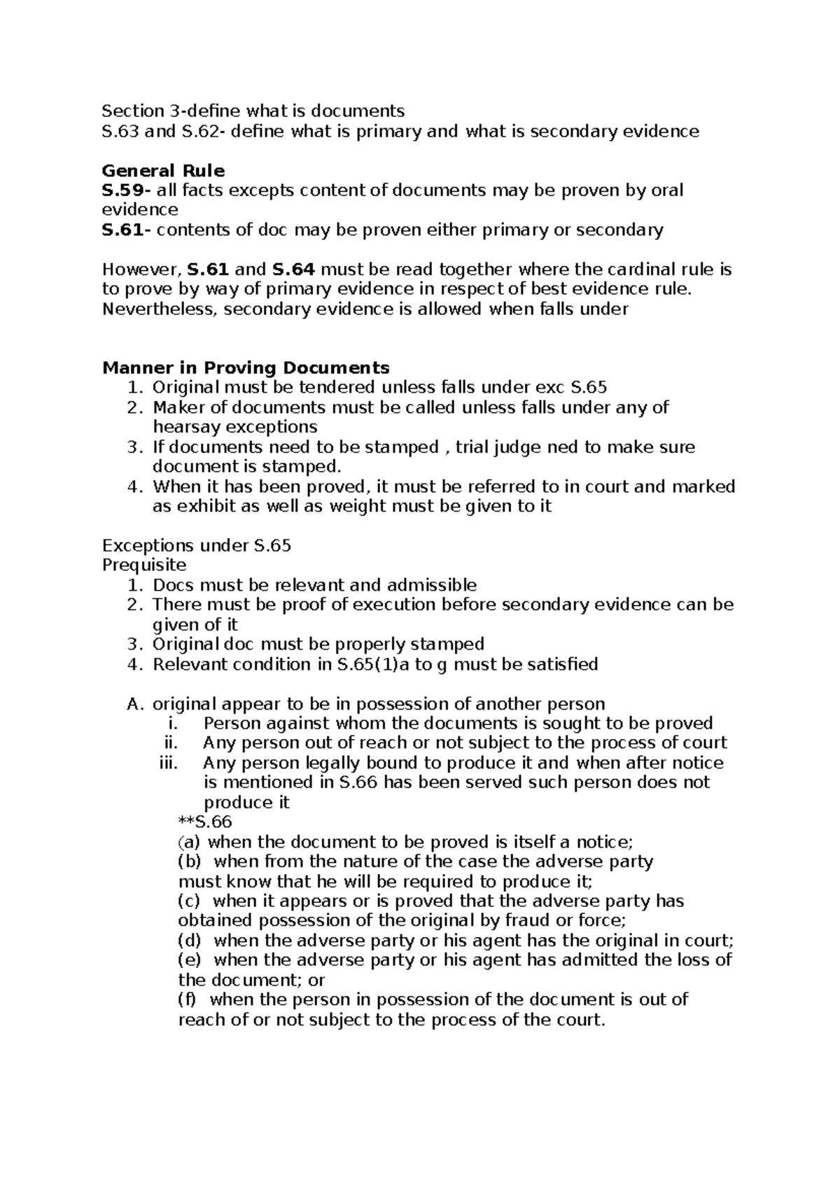 Doc evidence p1 - Section 3-define what is documents S and S- define ...