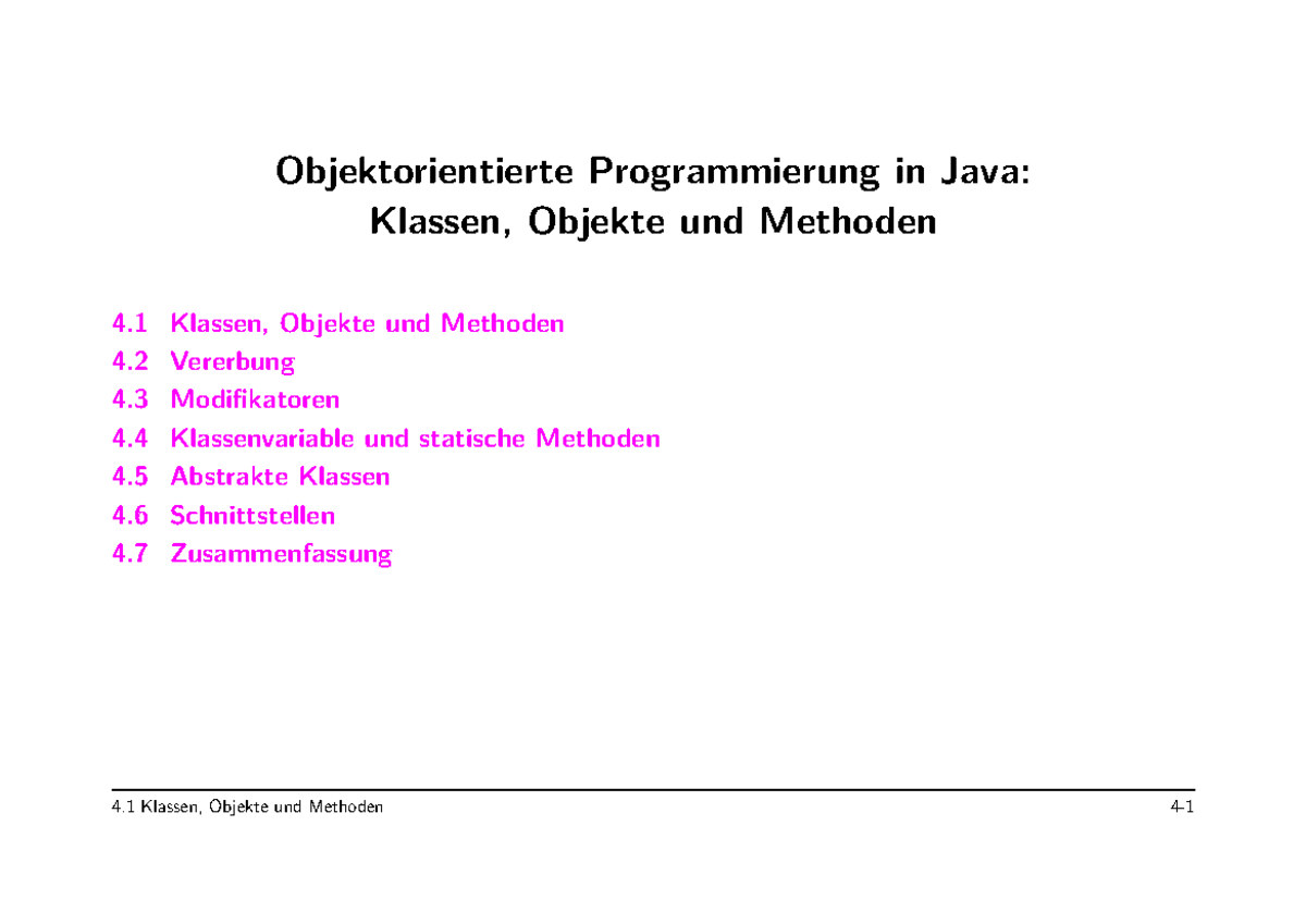 Java Basics - Objektorientierte Programmierung in Java: Klassen ...