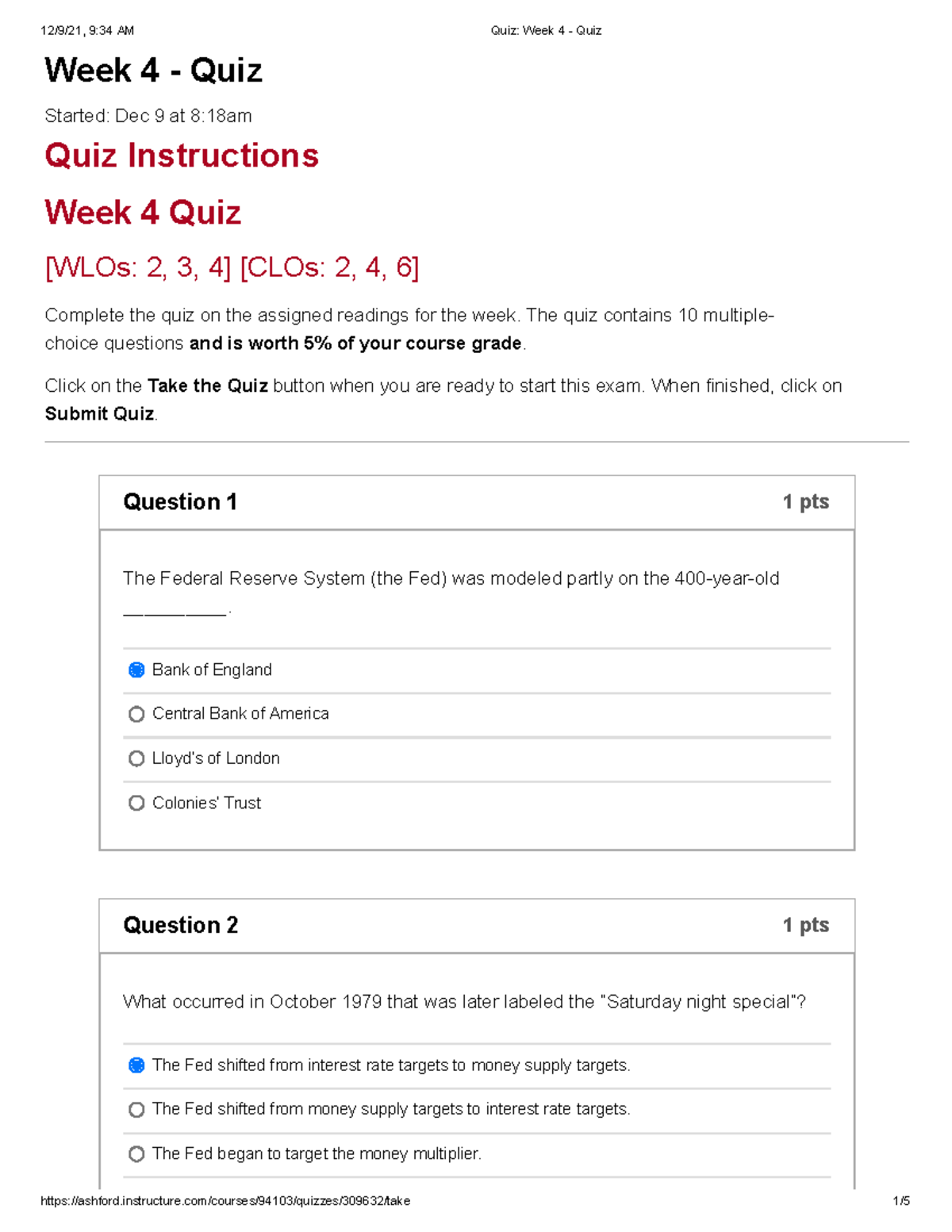 Quiz Week 4 - Quiz Bus 203 - Week 4 - Quiz Started: Dec 9 at 8:18am ...