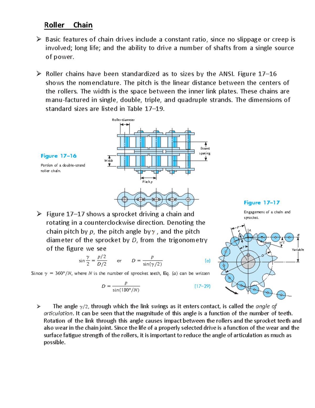 Flexible Mechanical Elements Chains - Roller Chain Basic features of ...