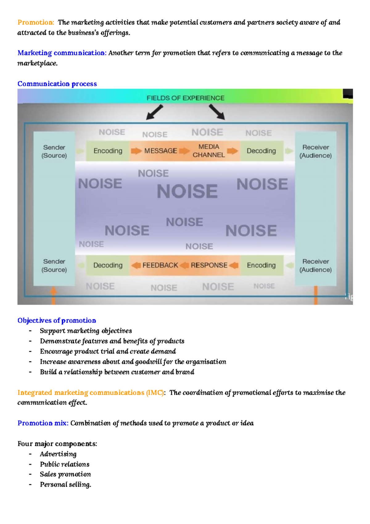 (7) Promotion - Lecture notes 7 - Promotion: The marketing activities ...
