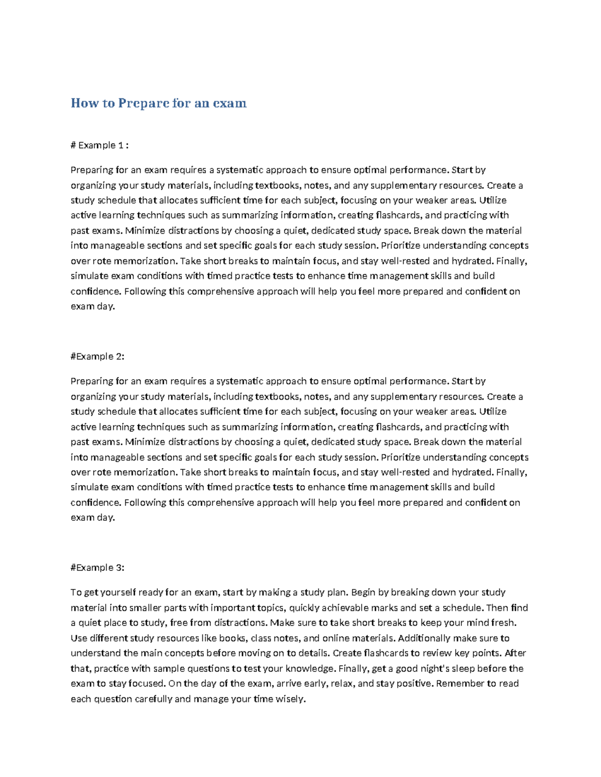 Process Analysis Paragraph on How to Prepare for an Exam - How to ...