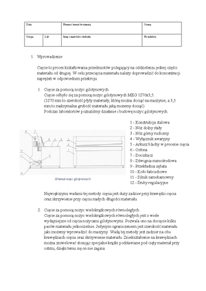 Cięcie i wykrawanie - 1. Wprowadzenie Cięcie jest procesem ...