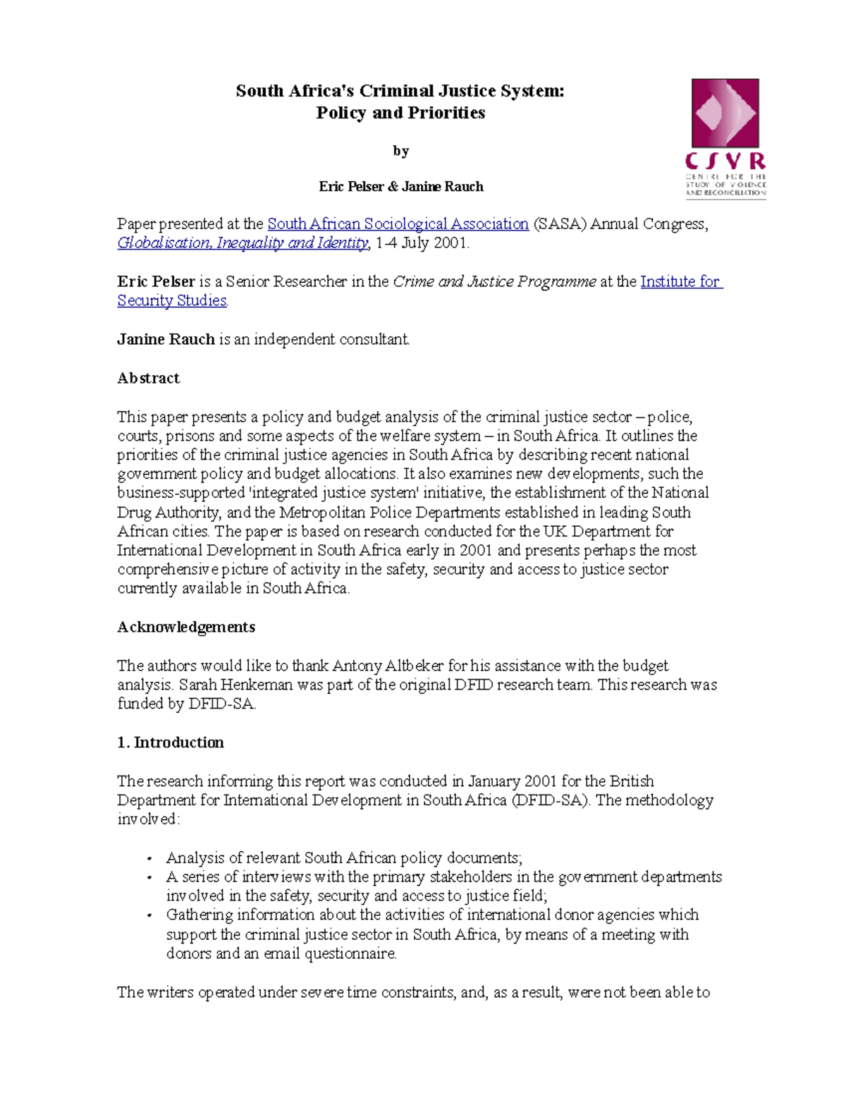 Southafricascriminal - South Africa's Criminal Justice System: Policy ...