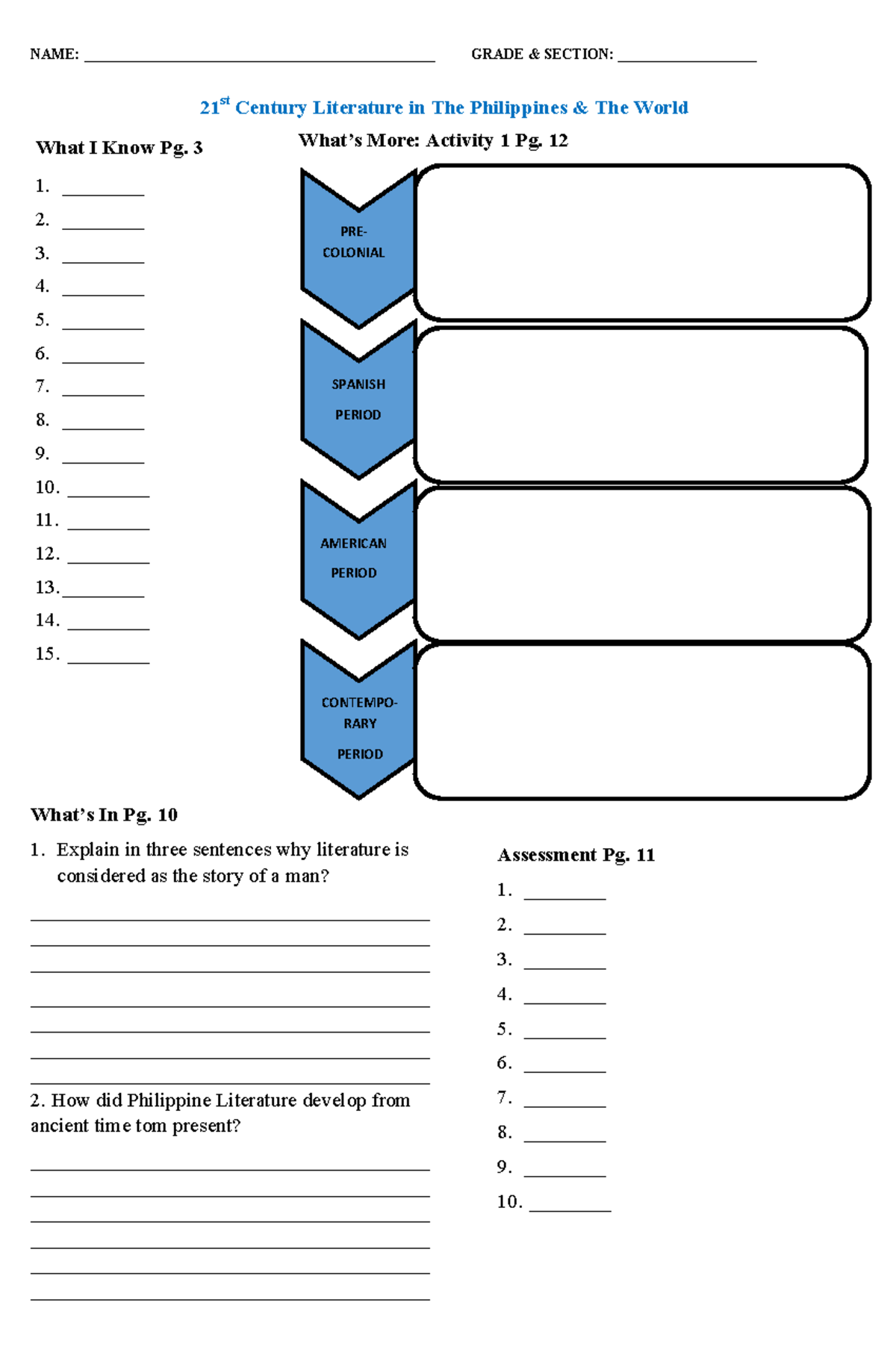 21ST Century Answer Sheets 2nd - NAME ...