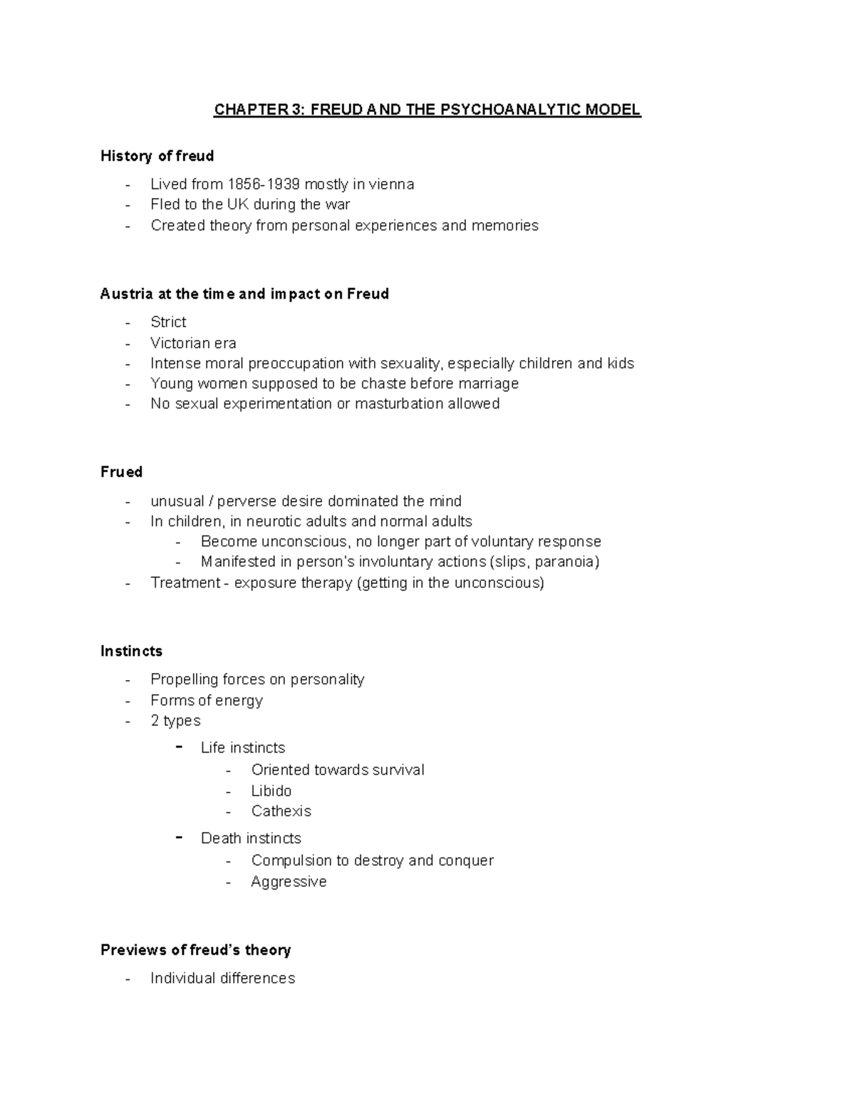 Chapter 3 Freud AND THE Psychoanalytic Model - CHAPTER 3: FREUD AND THE ...