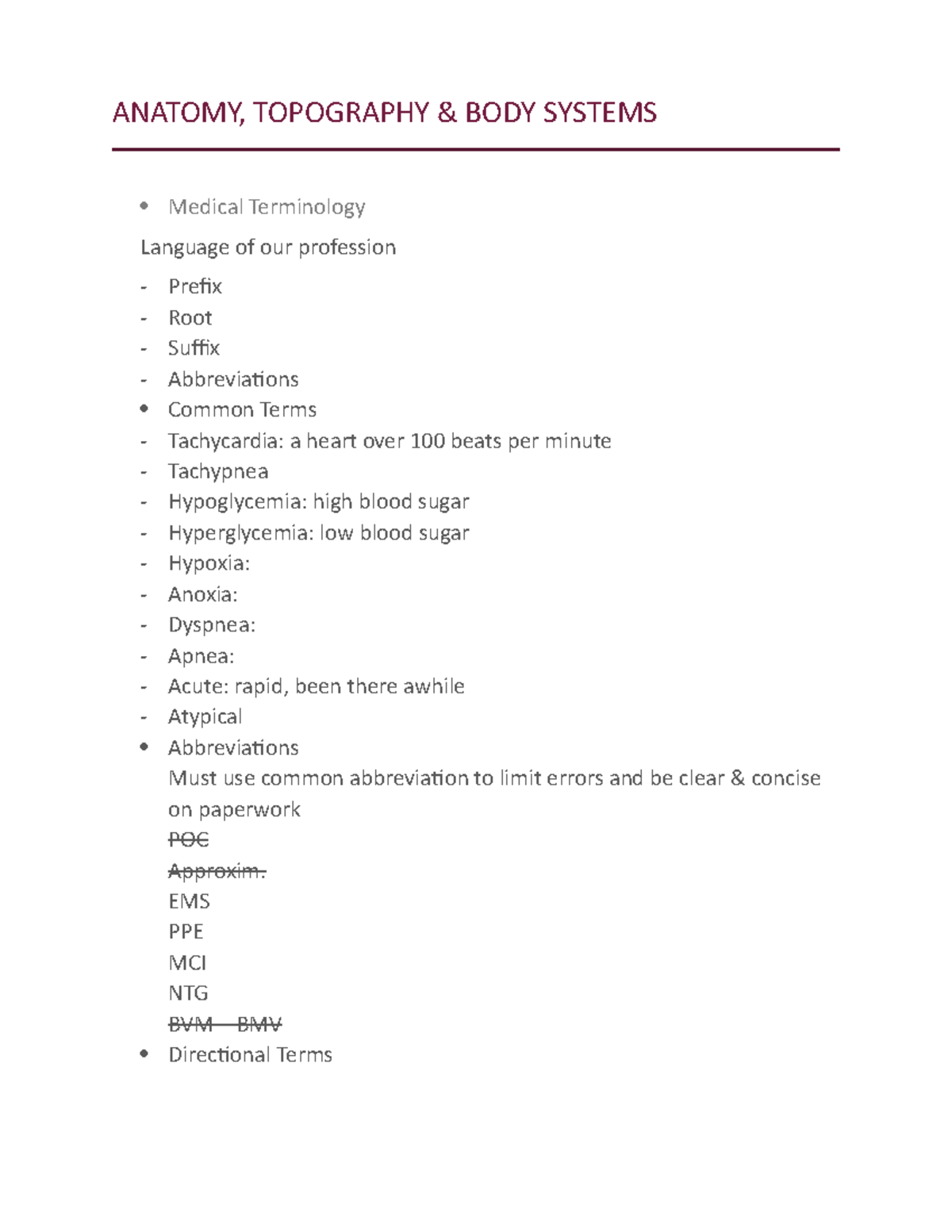 Anatomy Block 1 Foundation Block - ANATOMY, TOPOGRAPHY & BODY SYSTEMS ...