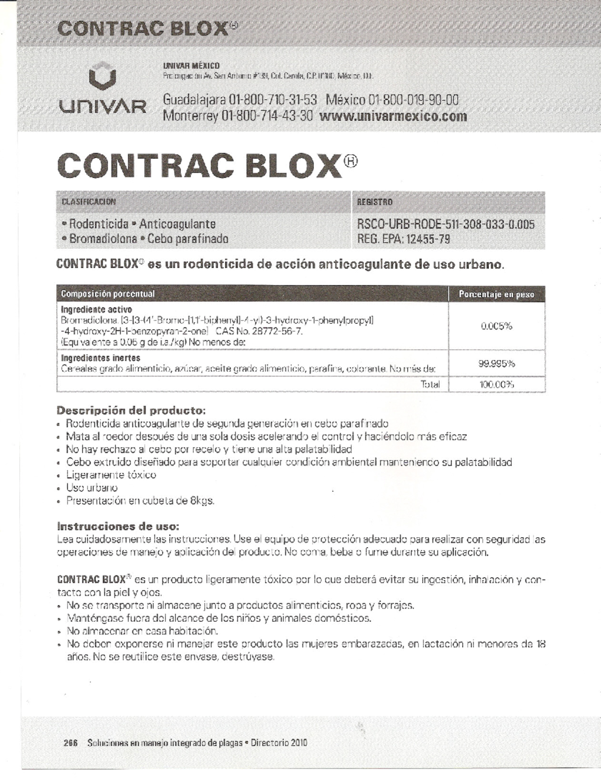 Contrac BLOX F T - FICHA TECNICA - CONTRAC UNIVAR MÉXICO Prolongación ...