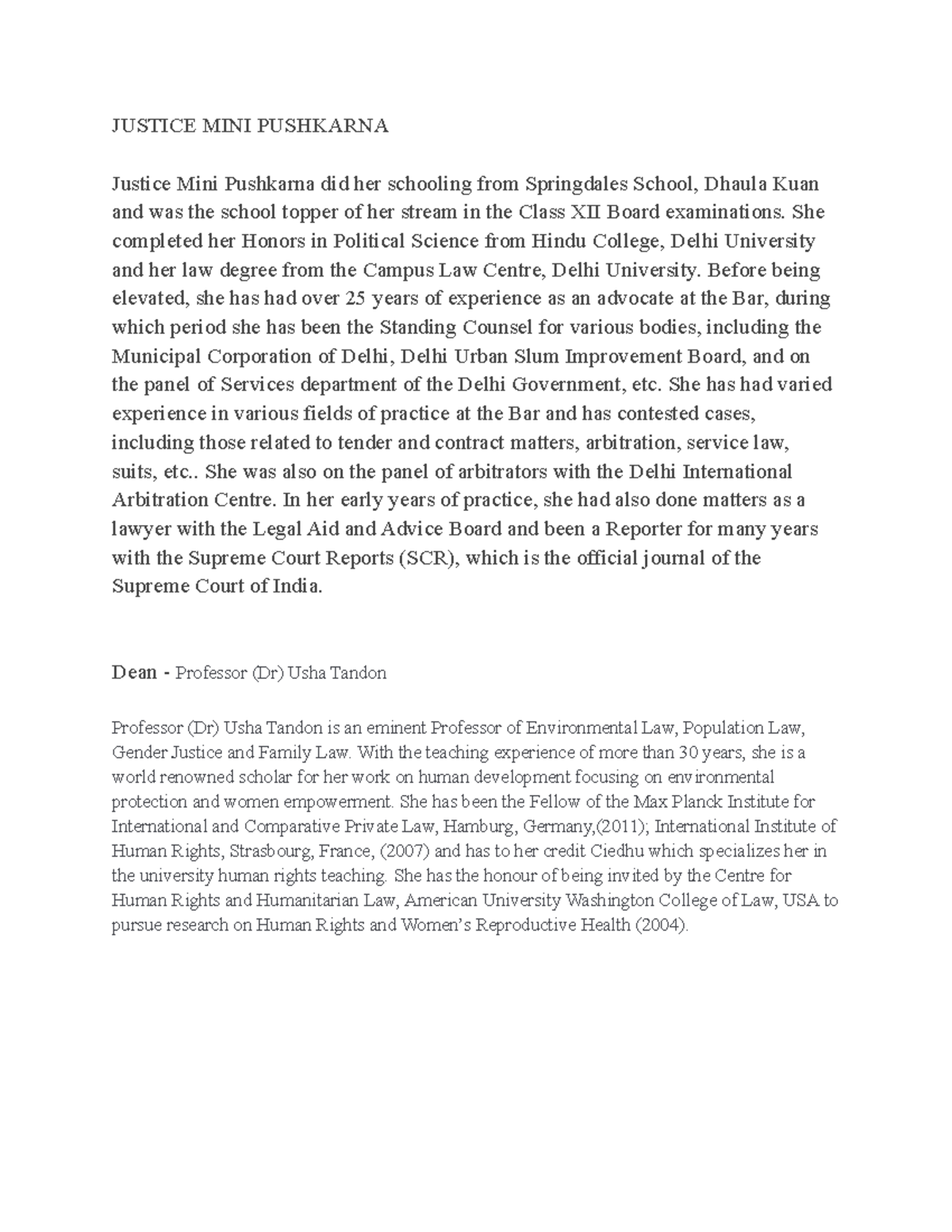 Chief Guest - Introduction - JUSTICE MINI PUSHKARNA Justice Mini ...
