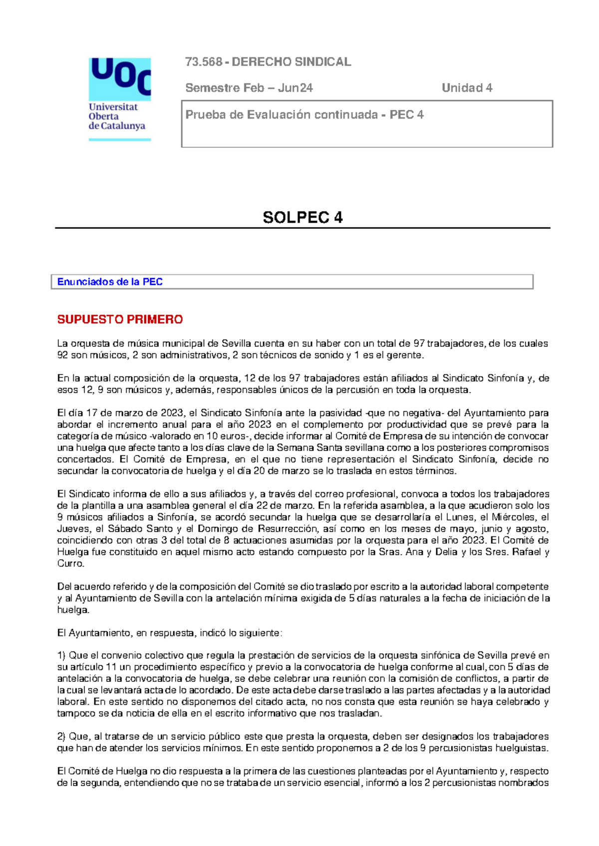 73568 Solpec 4 20232 - Se trata de la solucion orientativa de la cuarta prueba de evaluación ...