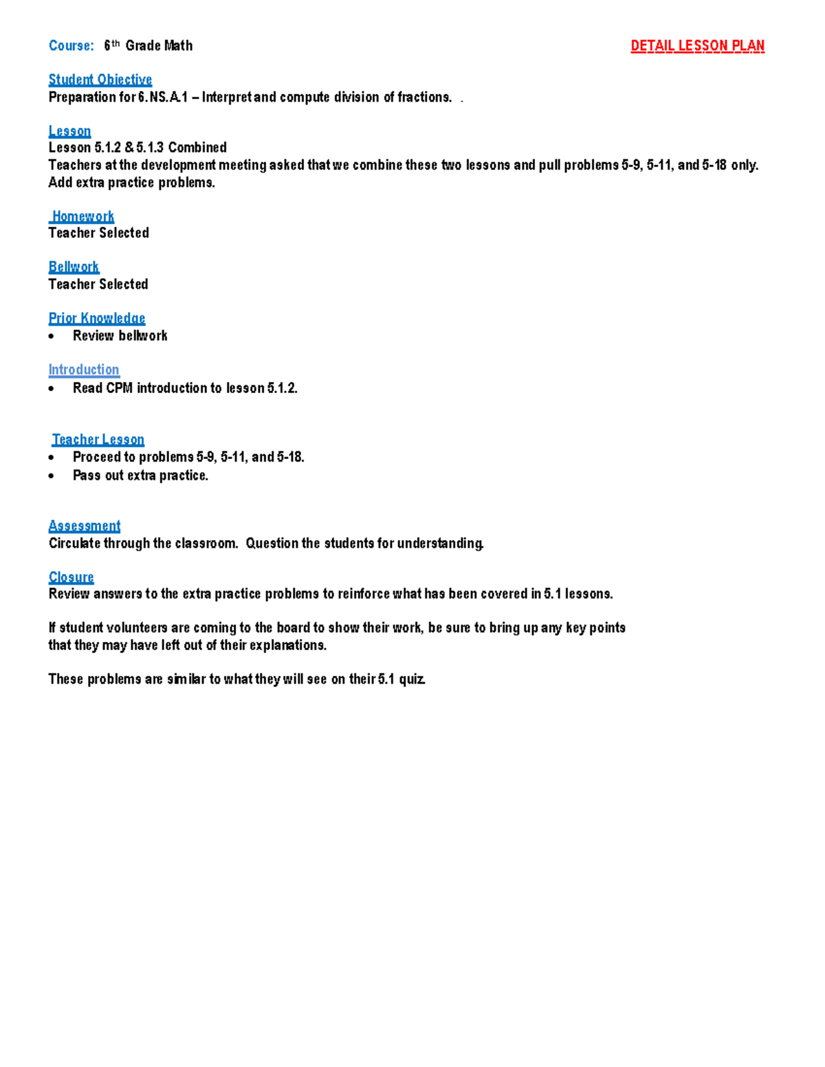 Inbound 3146680065992218499 - Course: 6 th Grade Math DETAIL LESSON ...