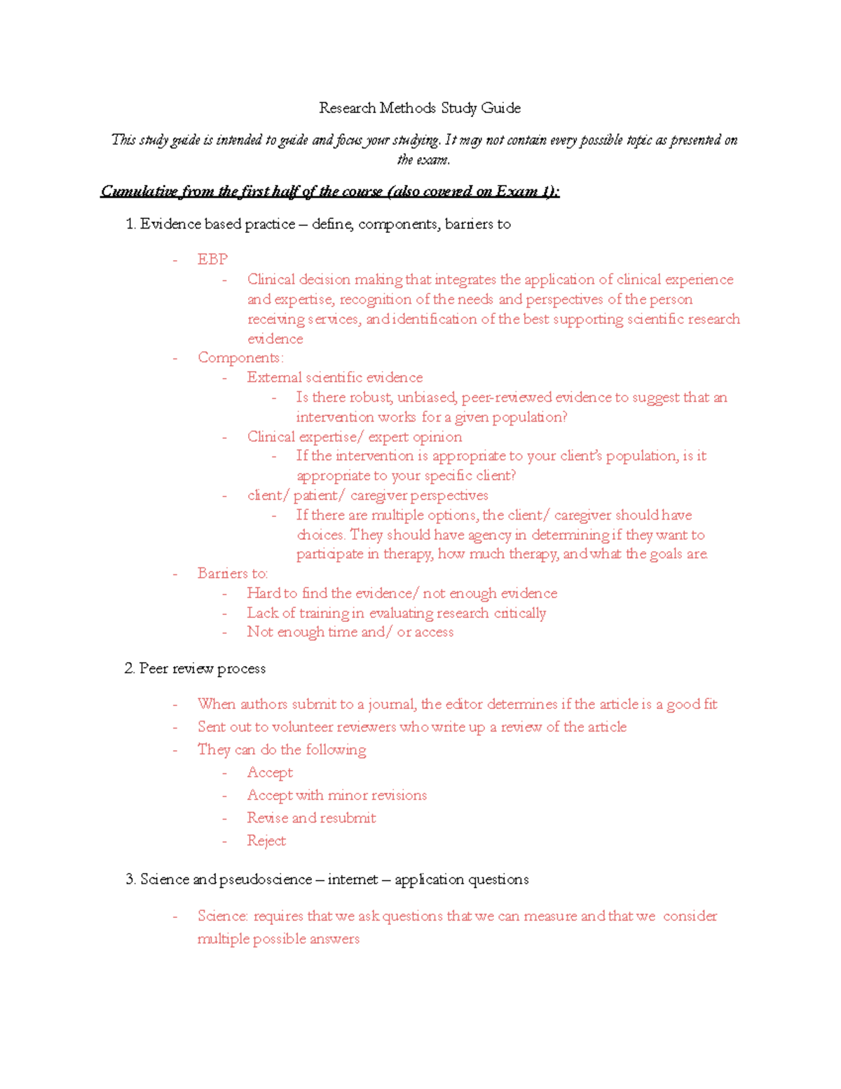 148 study guide #2 - Research Methods Study Guide This study guide is ...