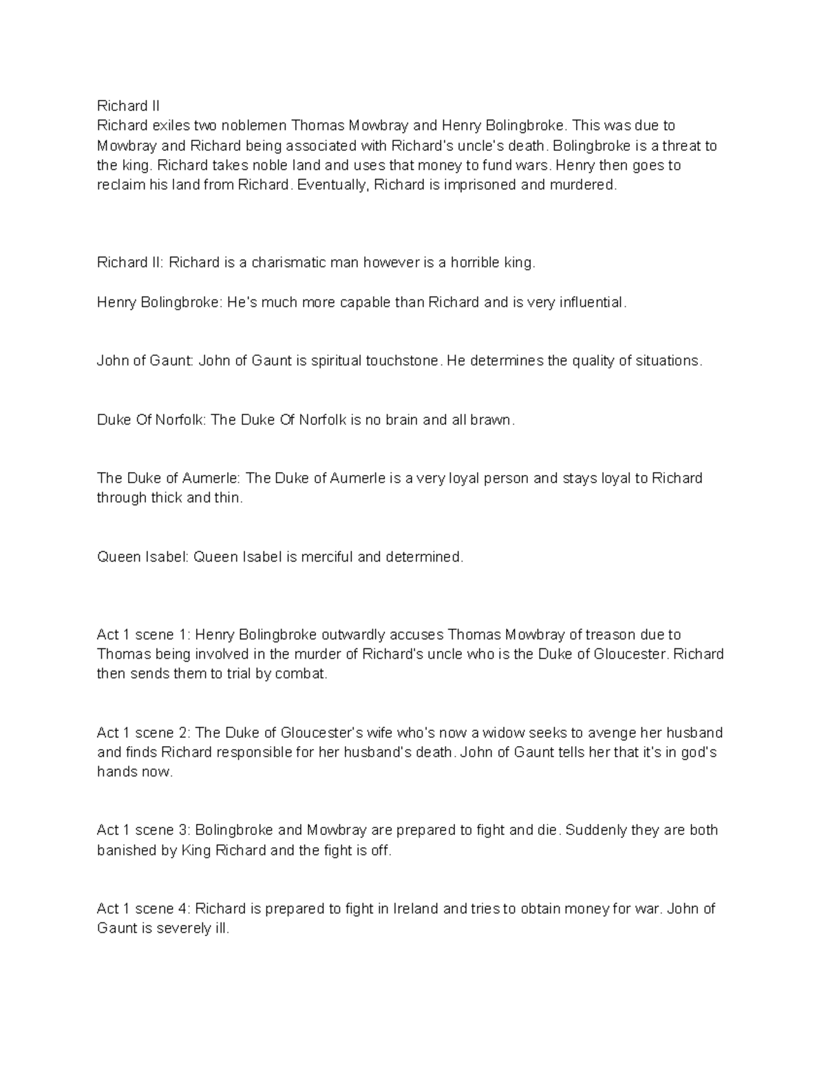 Shakespeare Richard the second - Richard II Richard exiles two noblemen ...