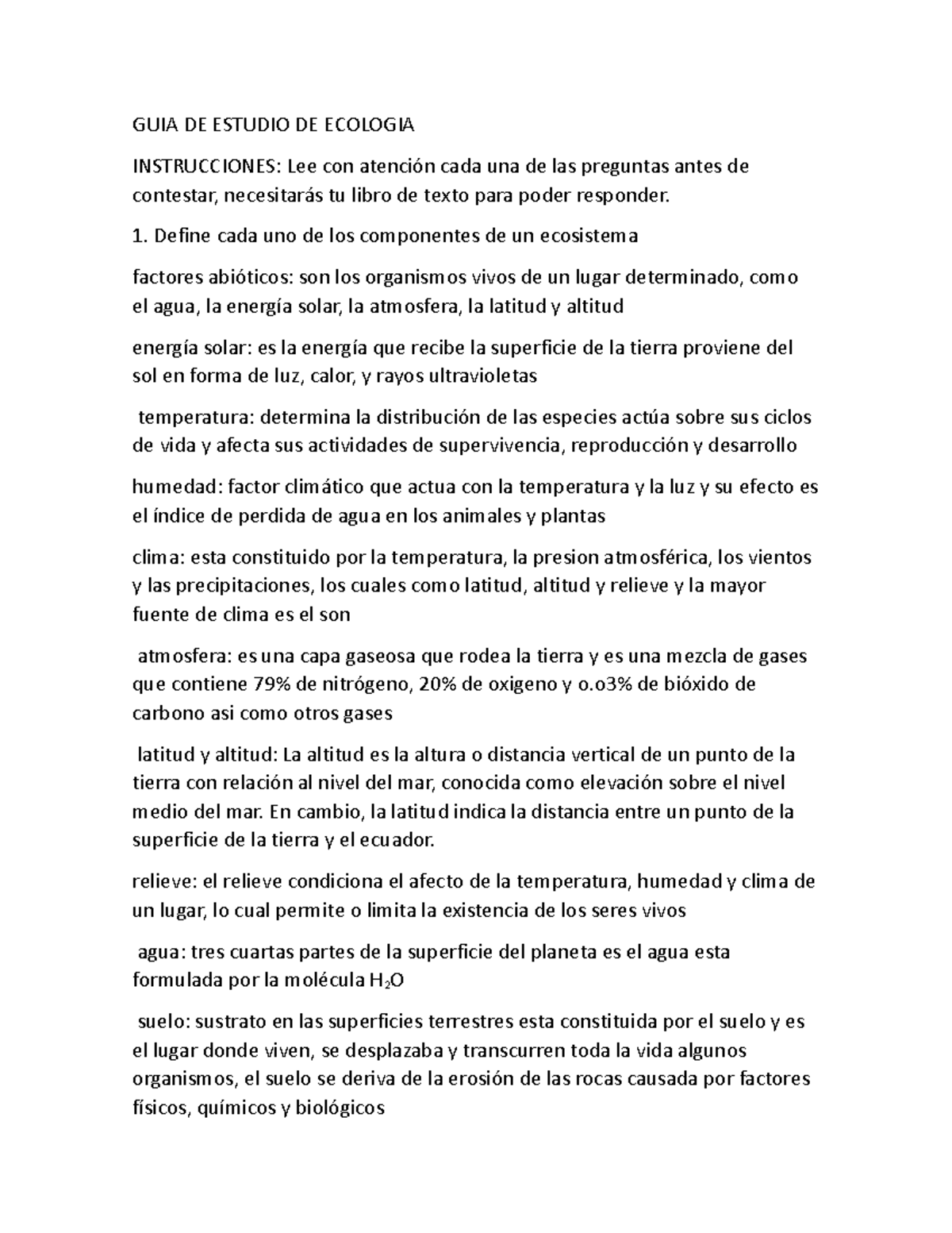 Guia de ecologia - guia - GUIA DE ESTUDIO DE ECOLOGIA INSTRUCCIONES ...