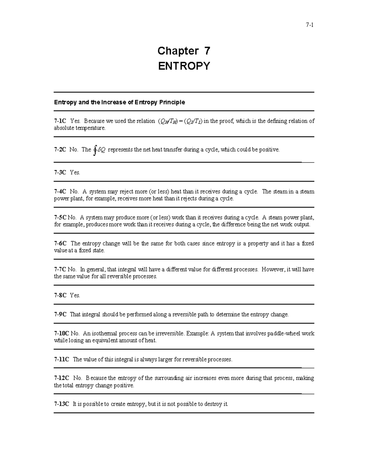 Yunus-cengel-termodinamik-besinci-baski-cozumleri-chap07 P001 - Chapter 7 ENTROPY Entropy and ...