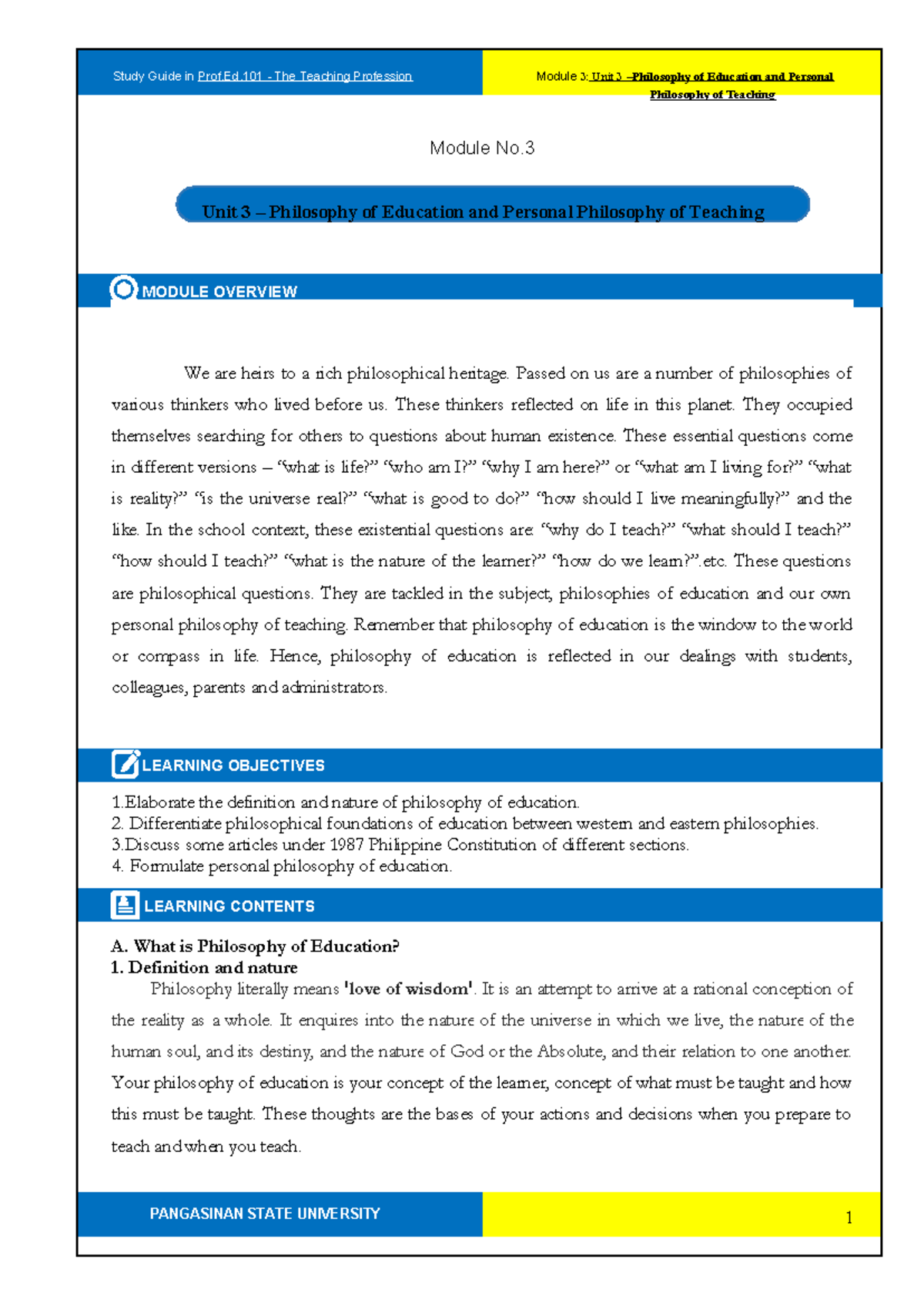 Prof. Ed. 101 SG3 - Lecture notes - Study Guide in Prof.Ed - The ...