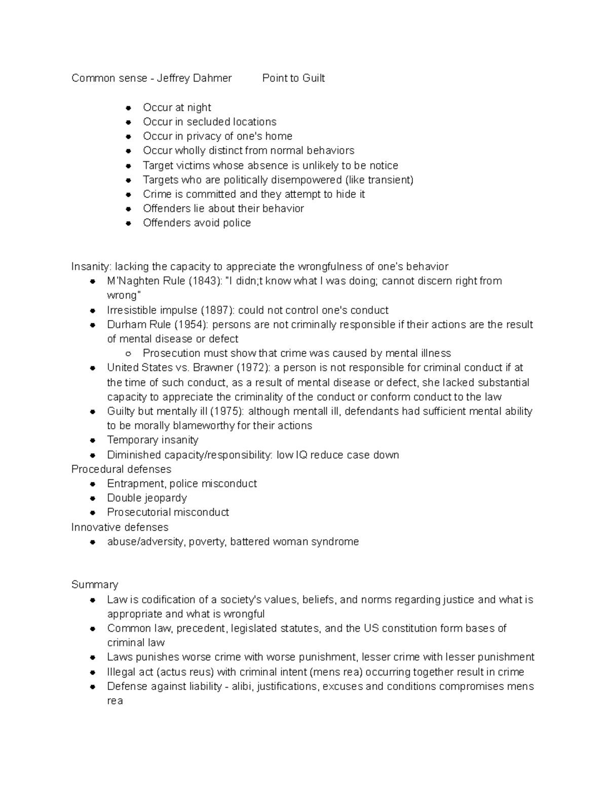 Criminal justice notes part 2 - Common sense - Jeffrey Dahmer Point to ...