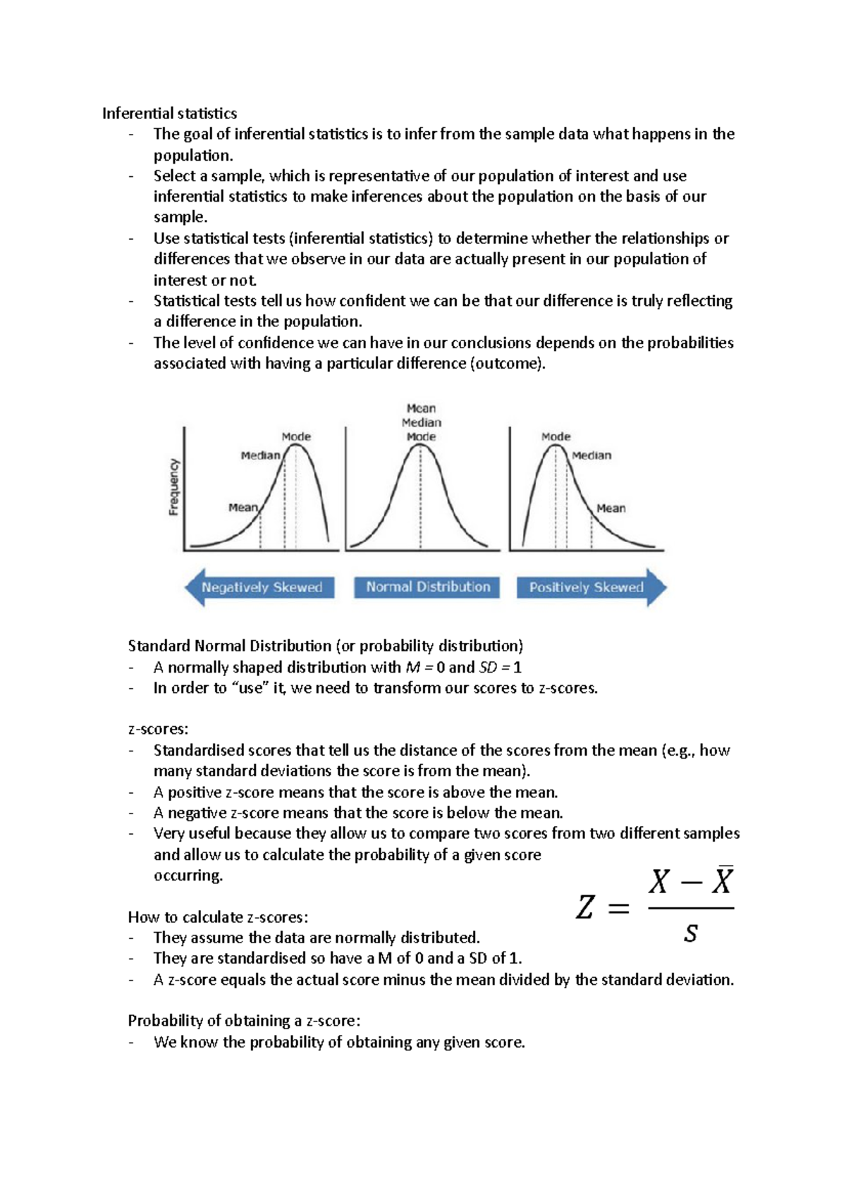 Inferential statistics - Select a sample, which is representative of ...