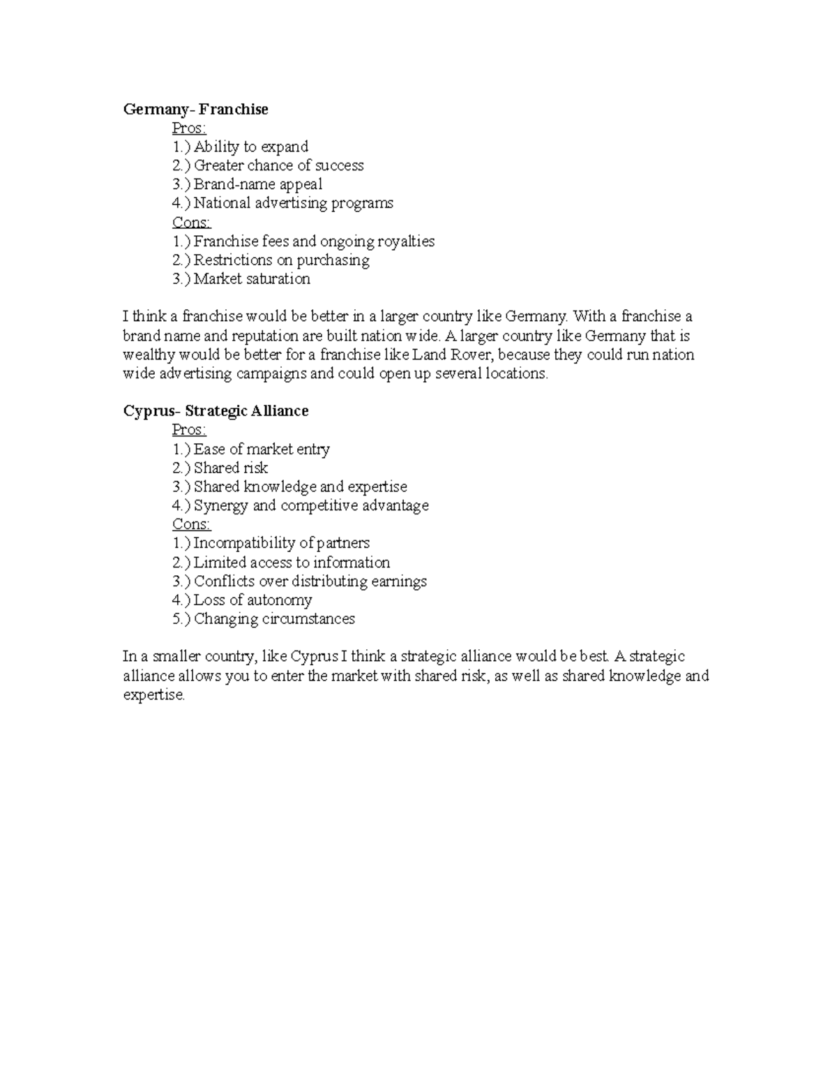 INTB Week 4 Question 2- Land Rover - Germany- Franchise Pros: 1 ...