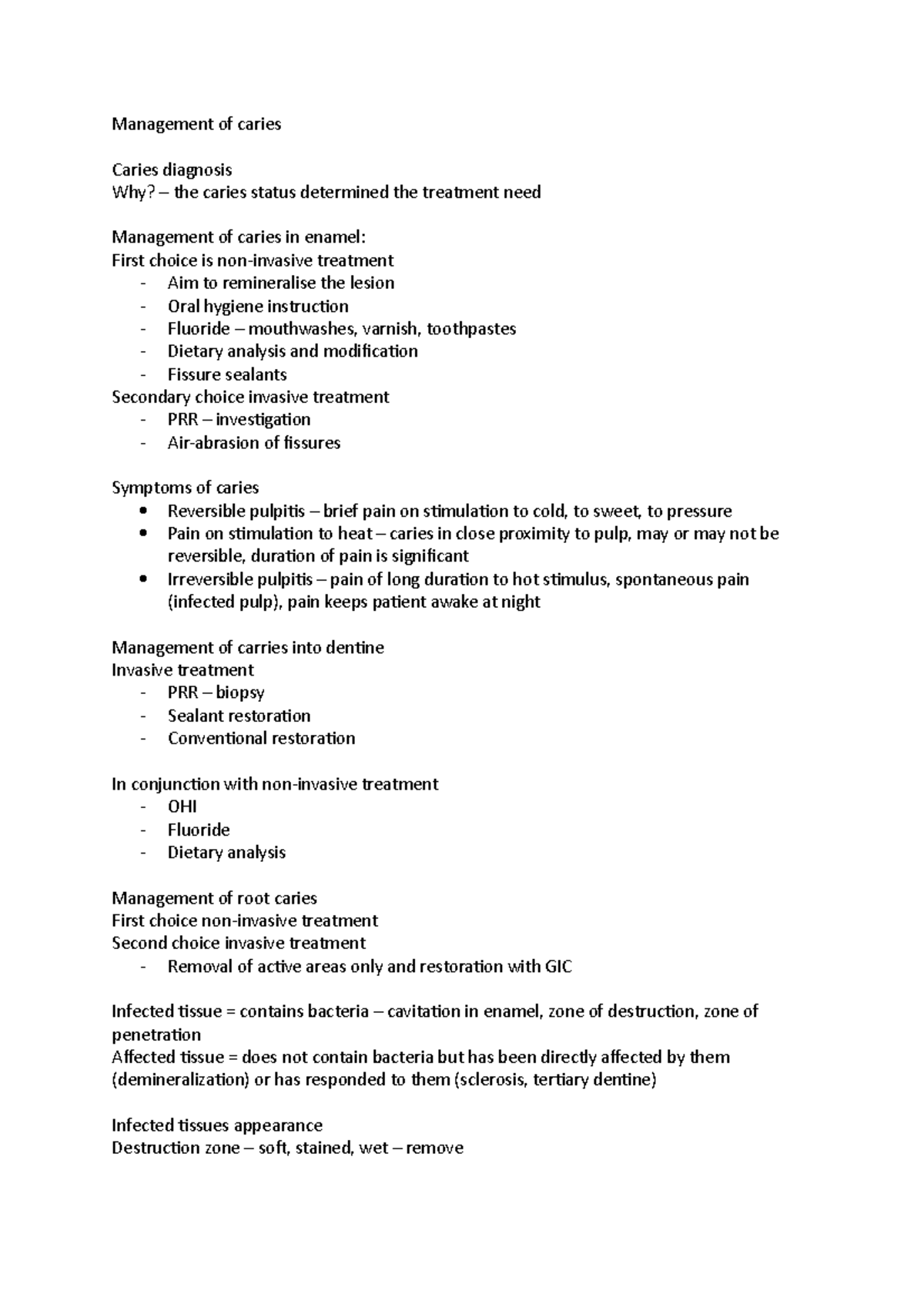 Management of caries - Management of caries Caries diagnosis Why? – the ...