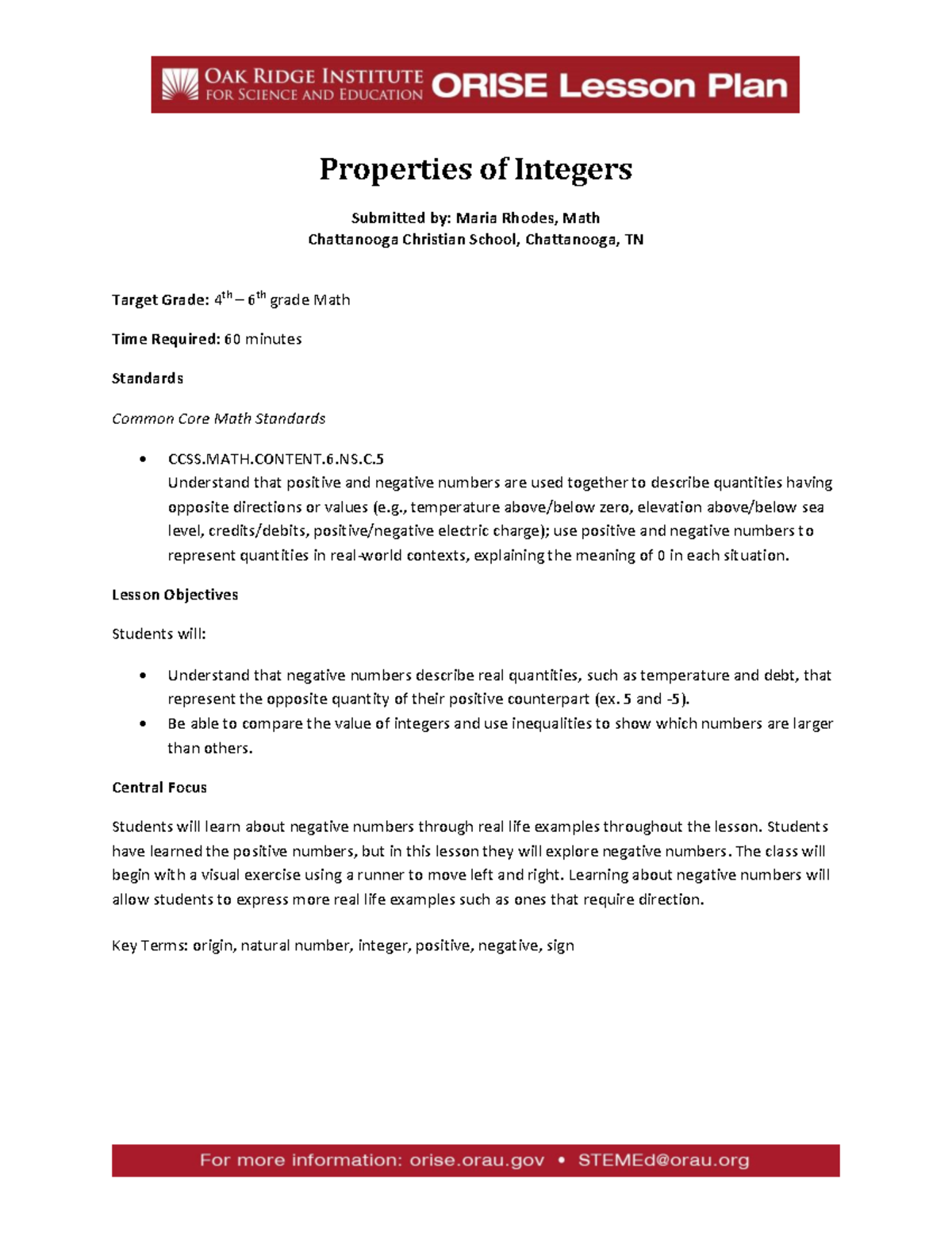 Properties-of-integers - Properties of Integers Submitted by: Maria ...