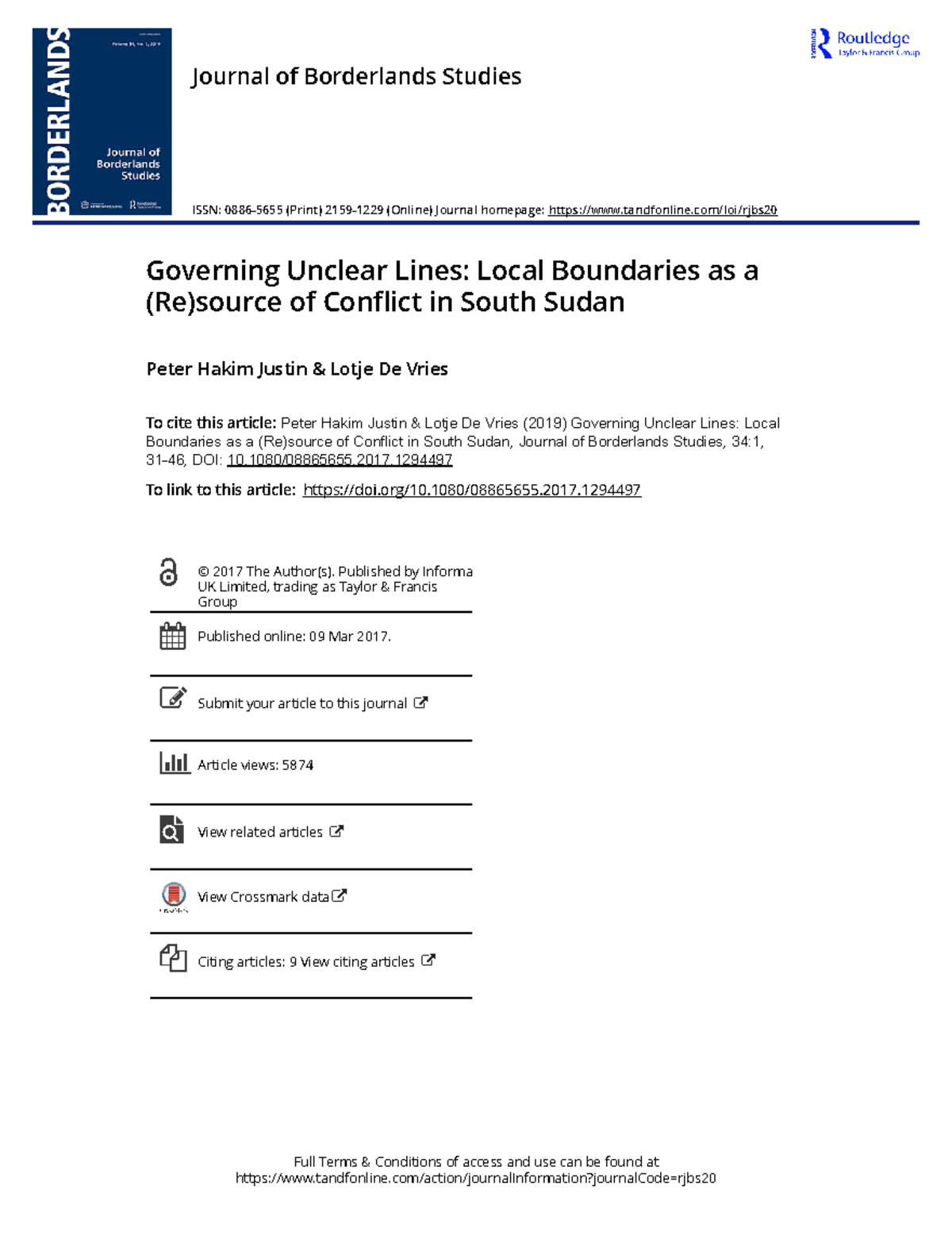 Governing Unclear Lines Local Boundaries as a Re source of Conflict in ...