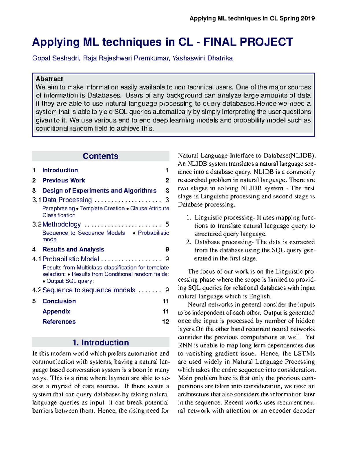 Project Report - Applying ML techniques in CL Spring 2019 Applying ML ...