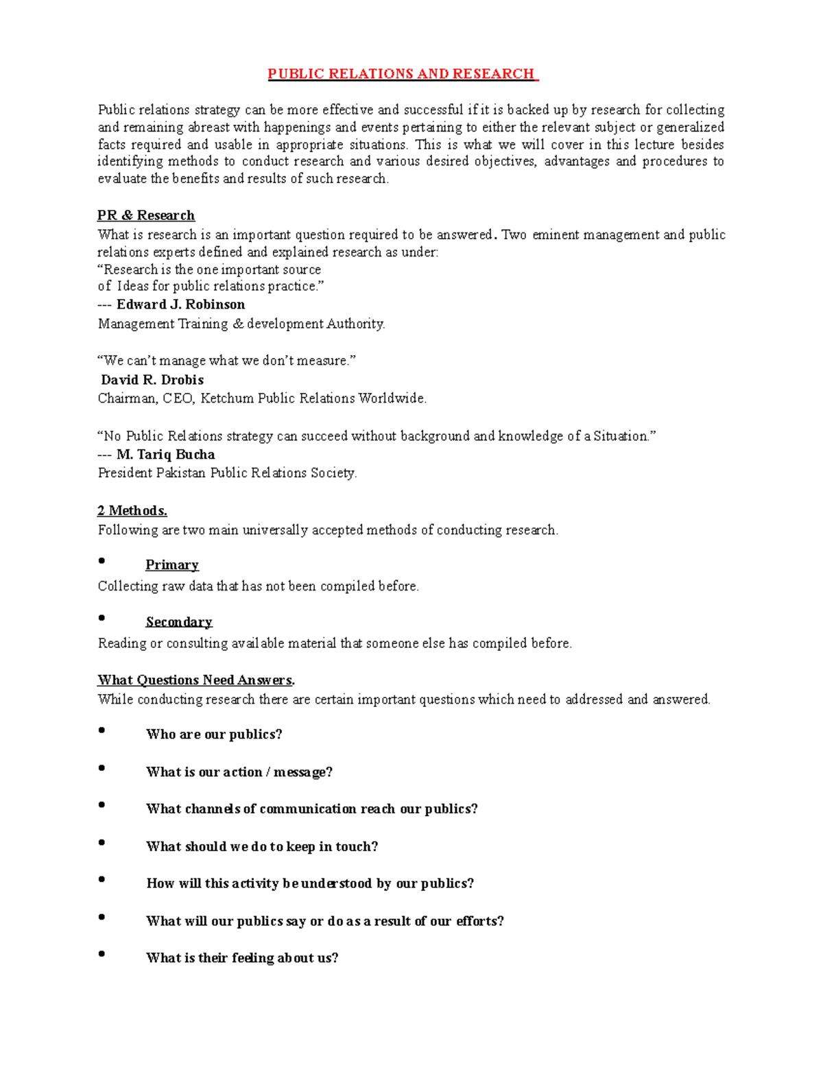 Ch11 Public Relations and Research - PUBLIC RELATIONS AND RESEARCH ...