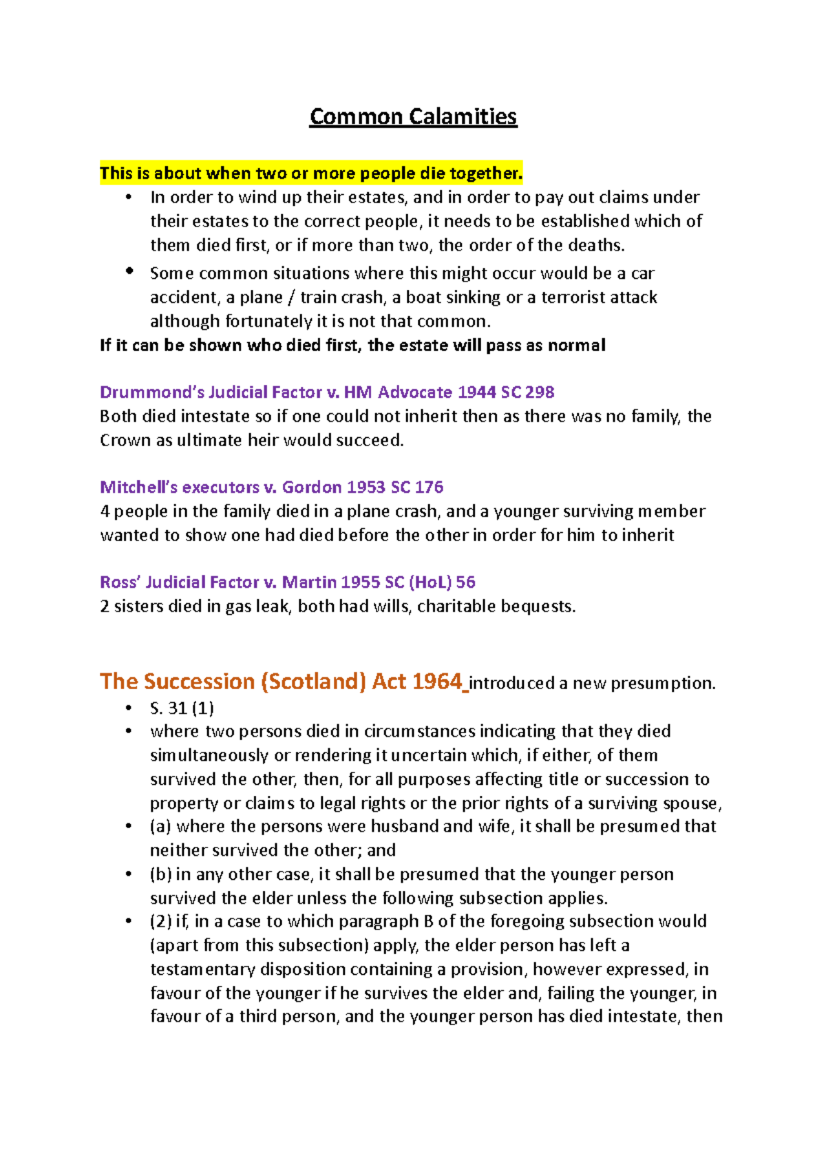 Common Calamities - Notes - Common Calamities This is about when two or ...