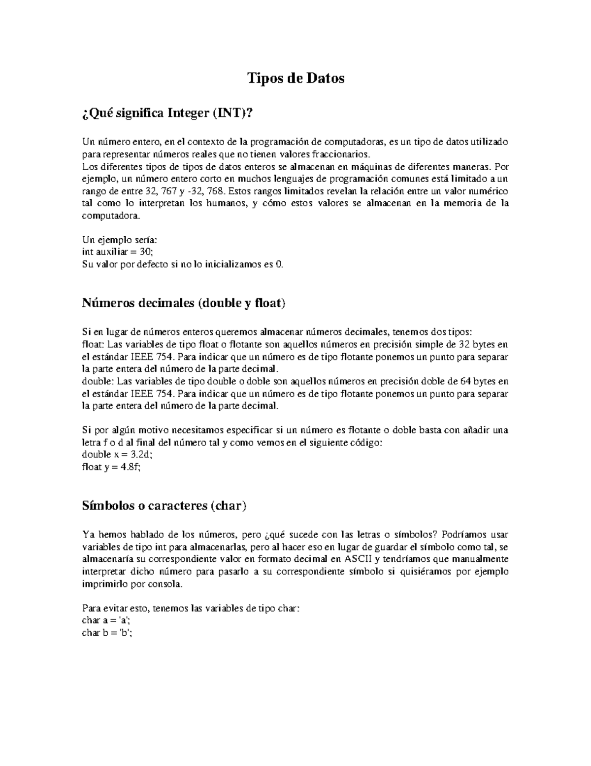 Tipos de Datos - Tipos de Datos ¿Qué significa Integer (INT)? Un número ...