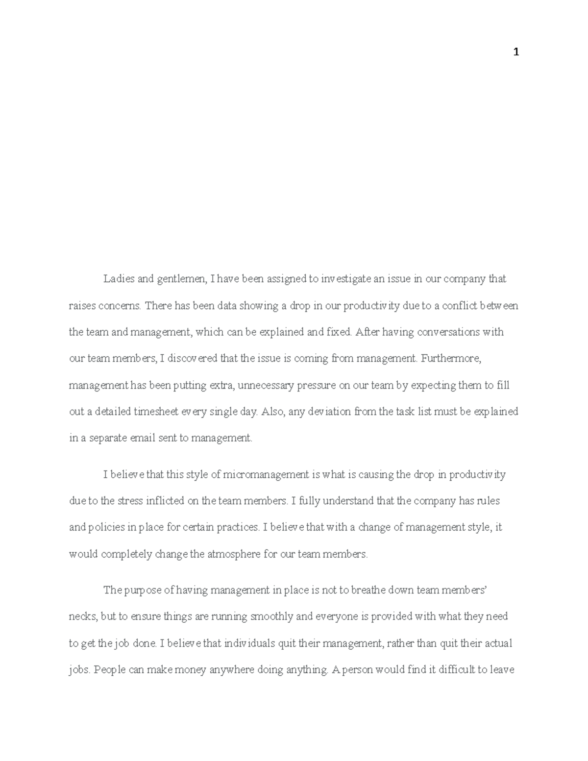 BUS-210 Module TWO Assignment - 1 Ladies and gentlemen, I have been ...