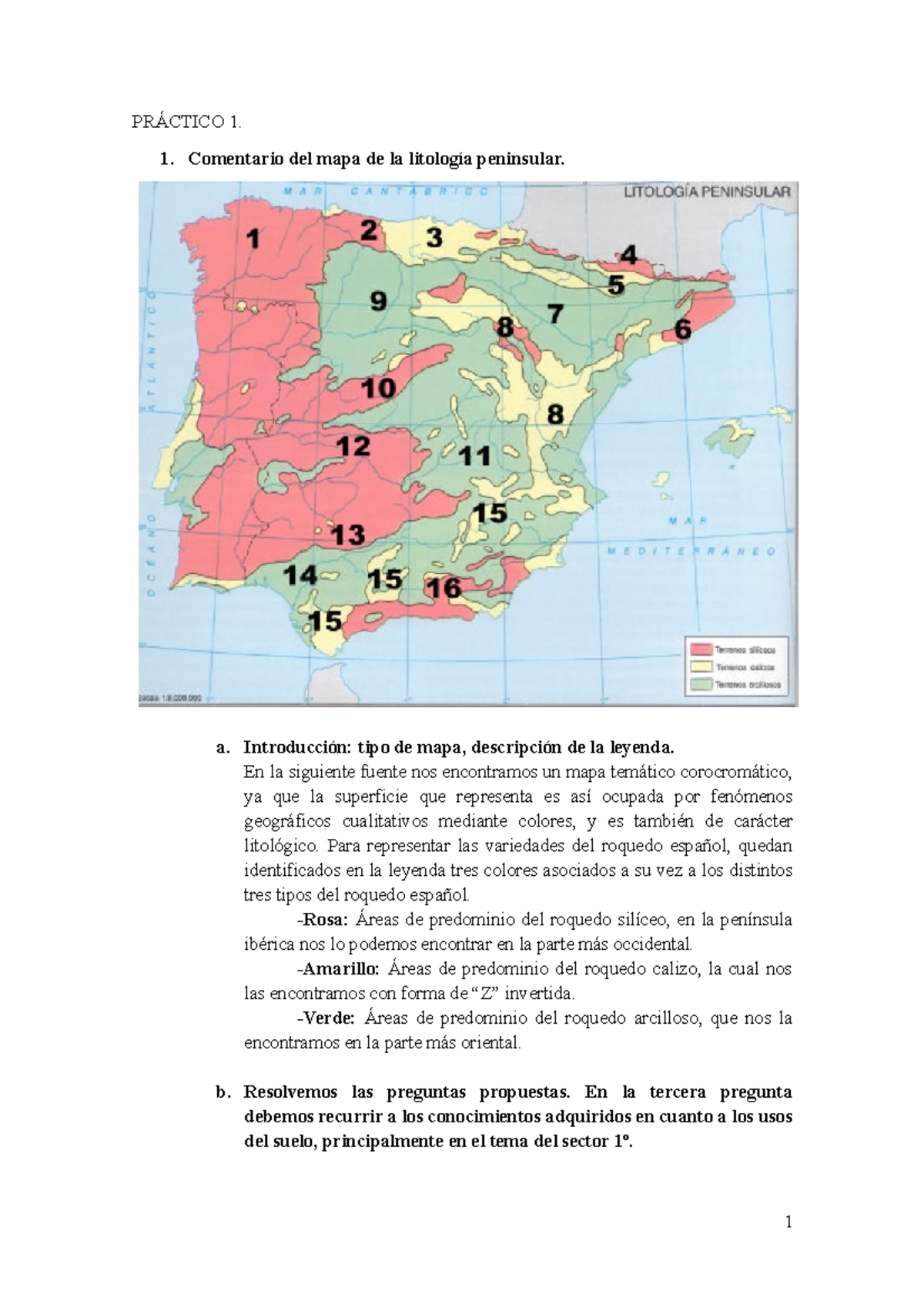 Practica geografía españa litología practica - PRÁCTICO 1. 1. Comentario del mapa de la ...