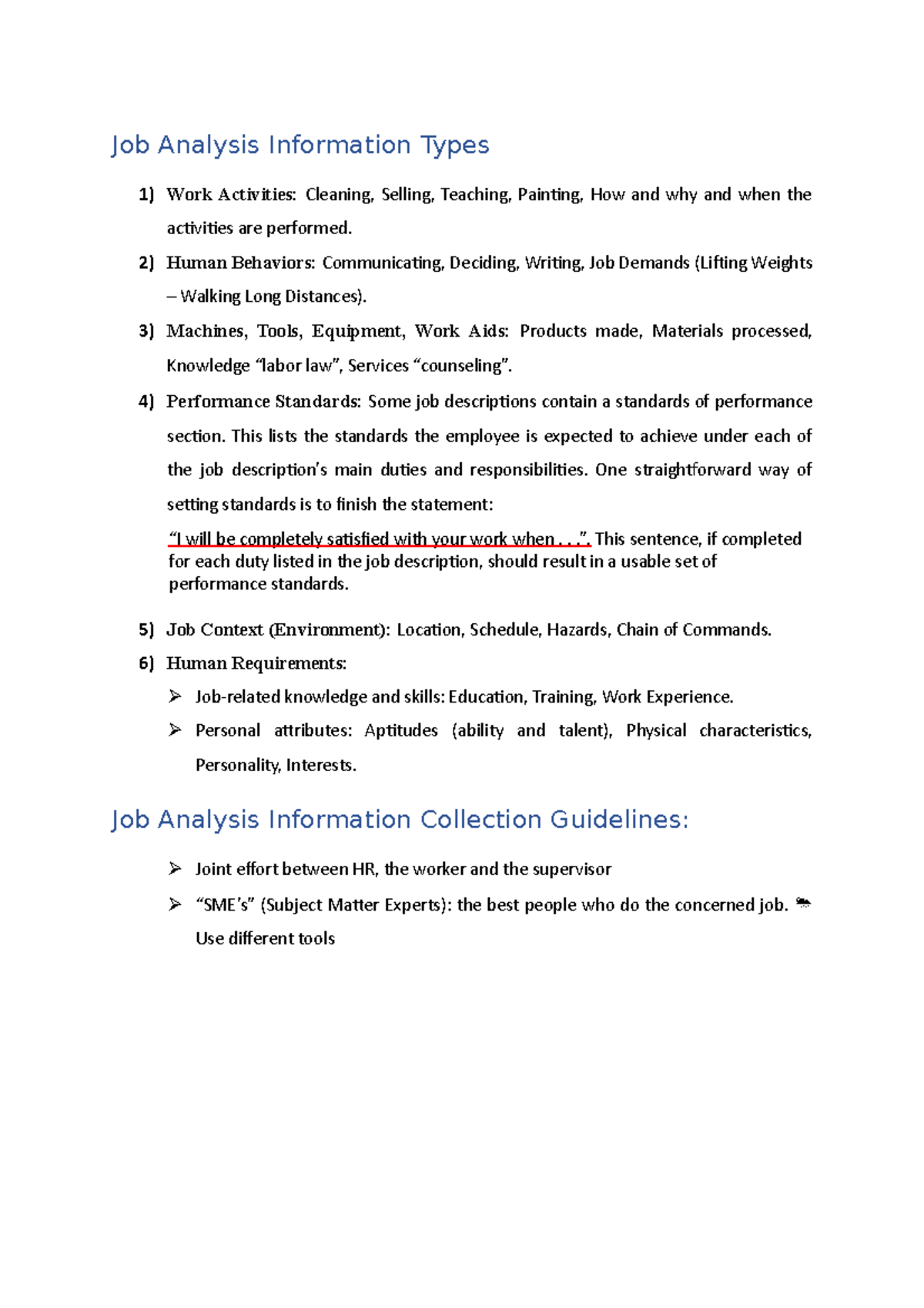 Job Analysis Information and Collection Guidelines - Job Analysis ...