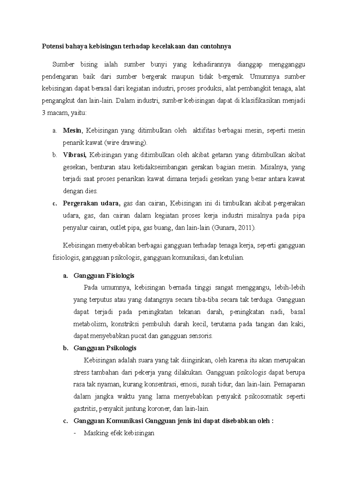 Potential noise hazard to accidents and examples - Potensi bahaya ...