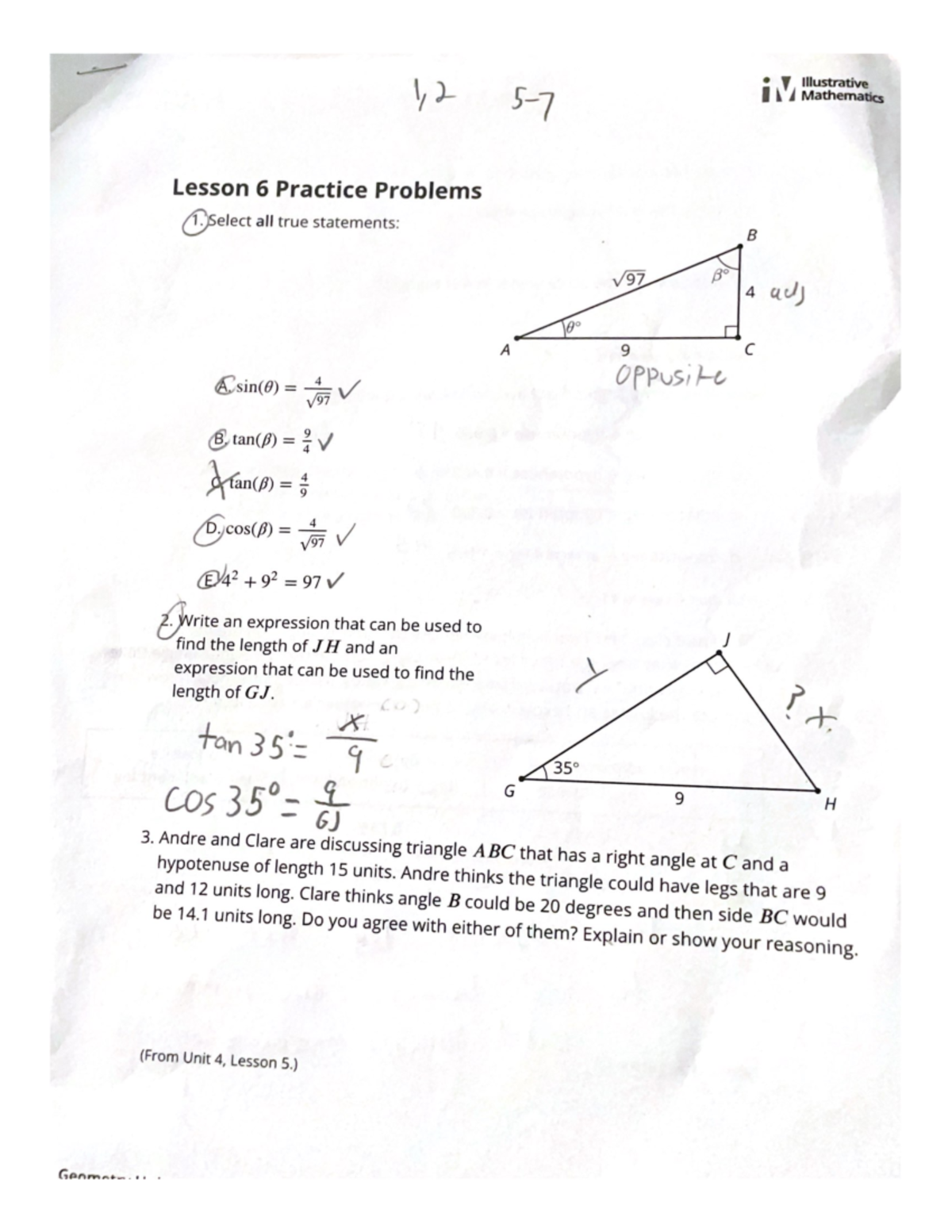 5-7 - Illustrative 1,2 Mathematics Lesson 6 Practice Problems 1. Select ...